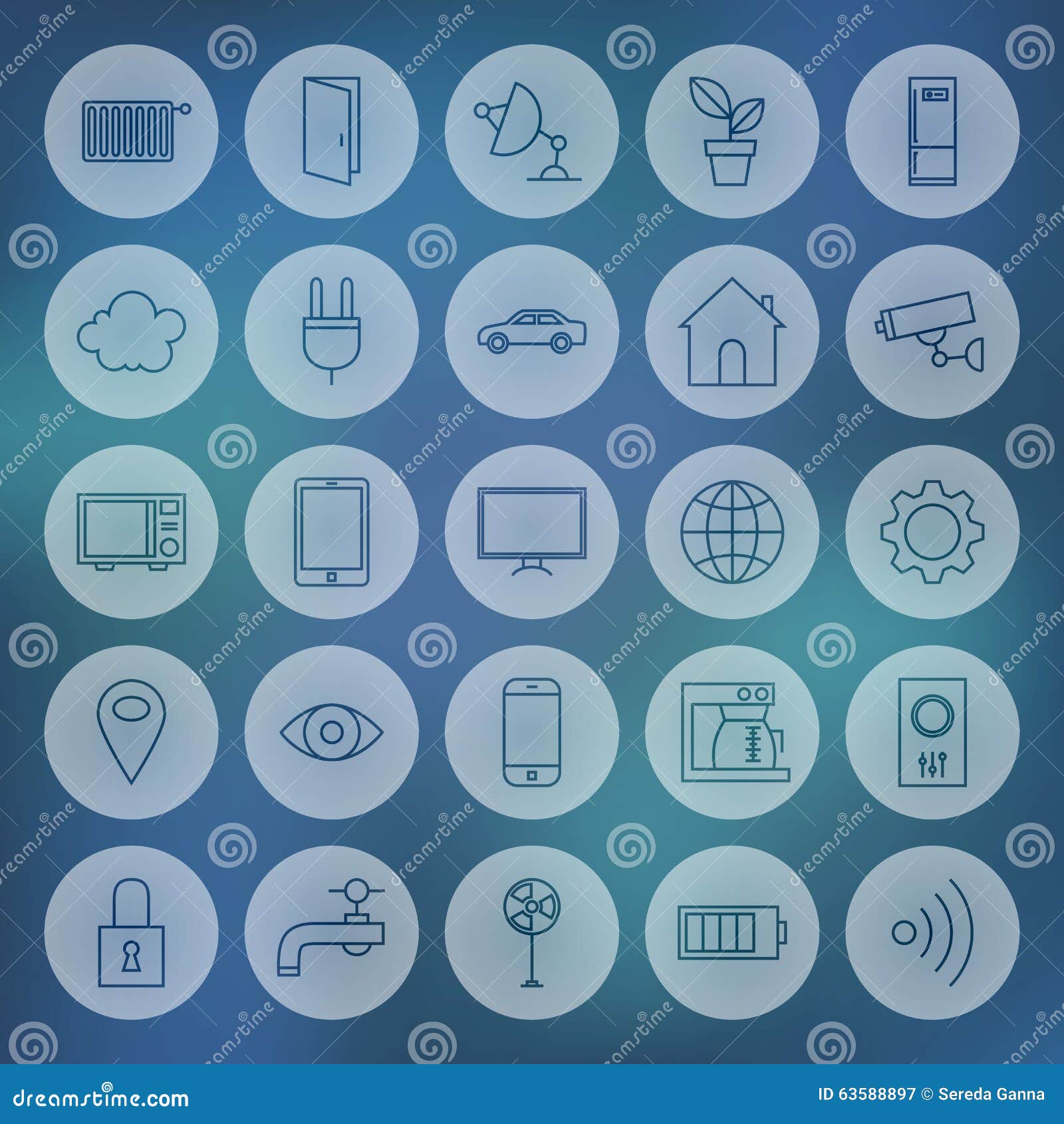 Line Circle Web Internet of Things Icons Set Stock Vector ...