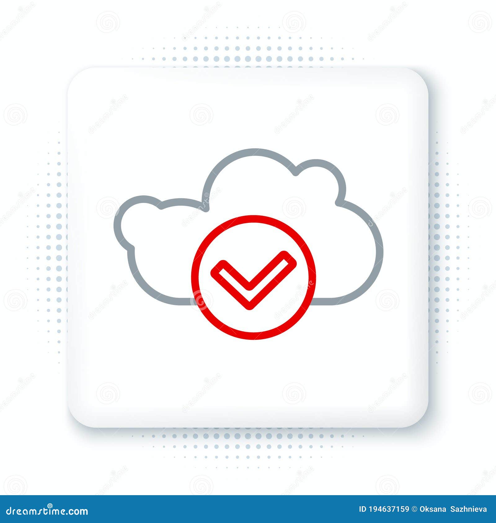 Line Cloud with Check Mark Icon Isolated on White Background. Cloud ...