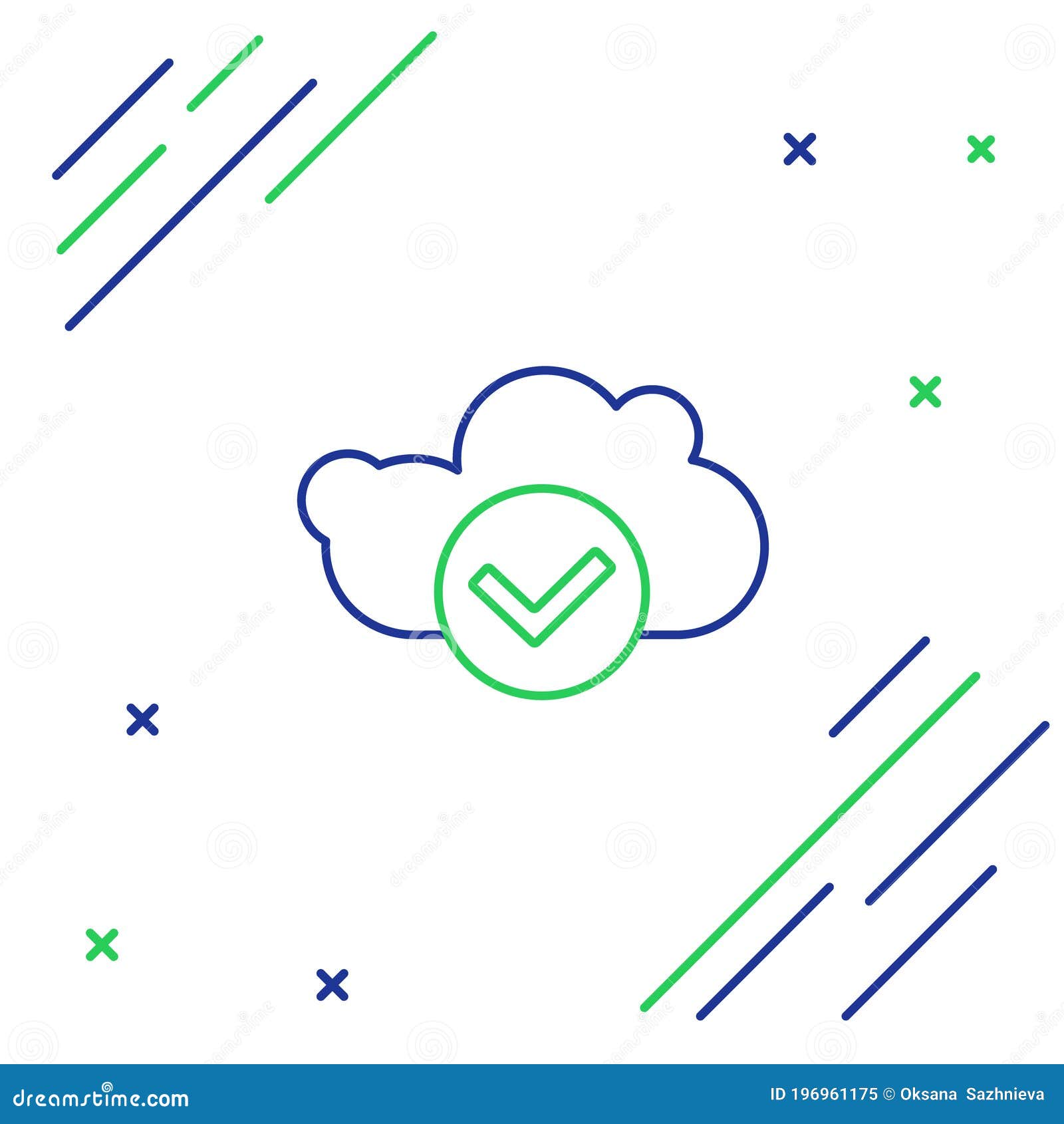 Line Cloud with Check Mark Icon Isolated on White Background. Cloud ...