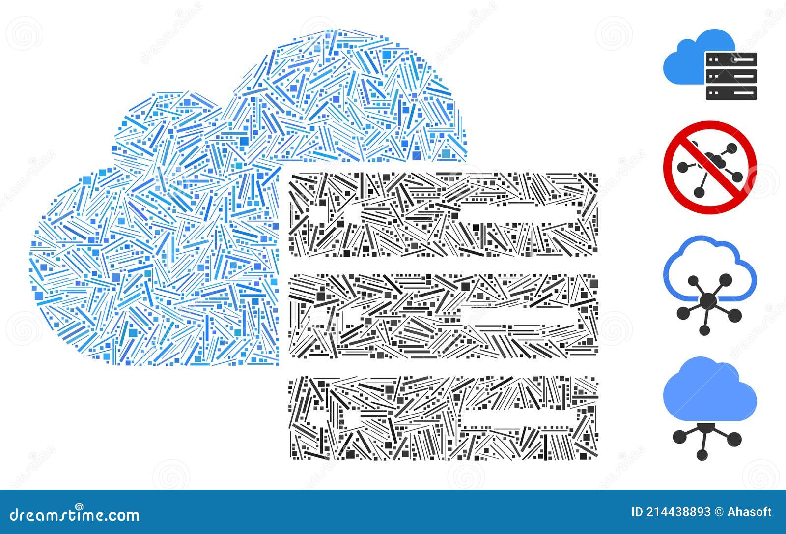 Line Cloud Computing Icon Vector Collage Stock Vector - Illustration of ...
