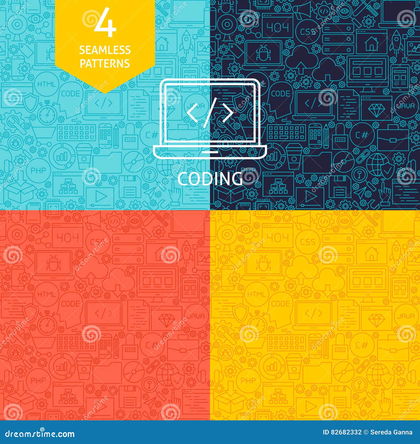 Line Coding Patterns stock vector. Illustration of ecommerce - 82682332