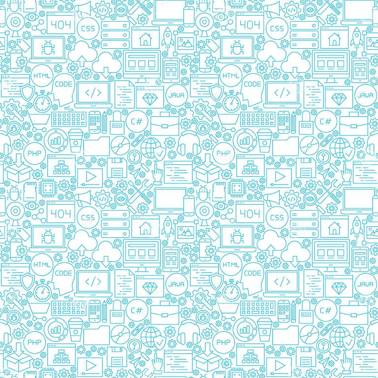 Line Coding White Seamless Pattern Stock Vector - Illustration of ...