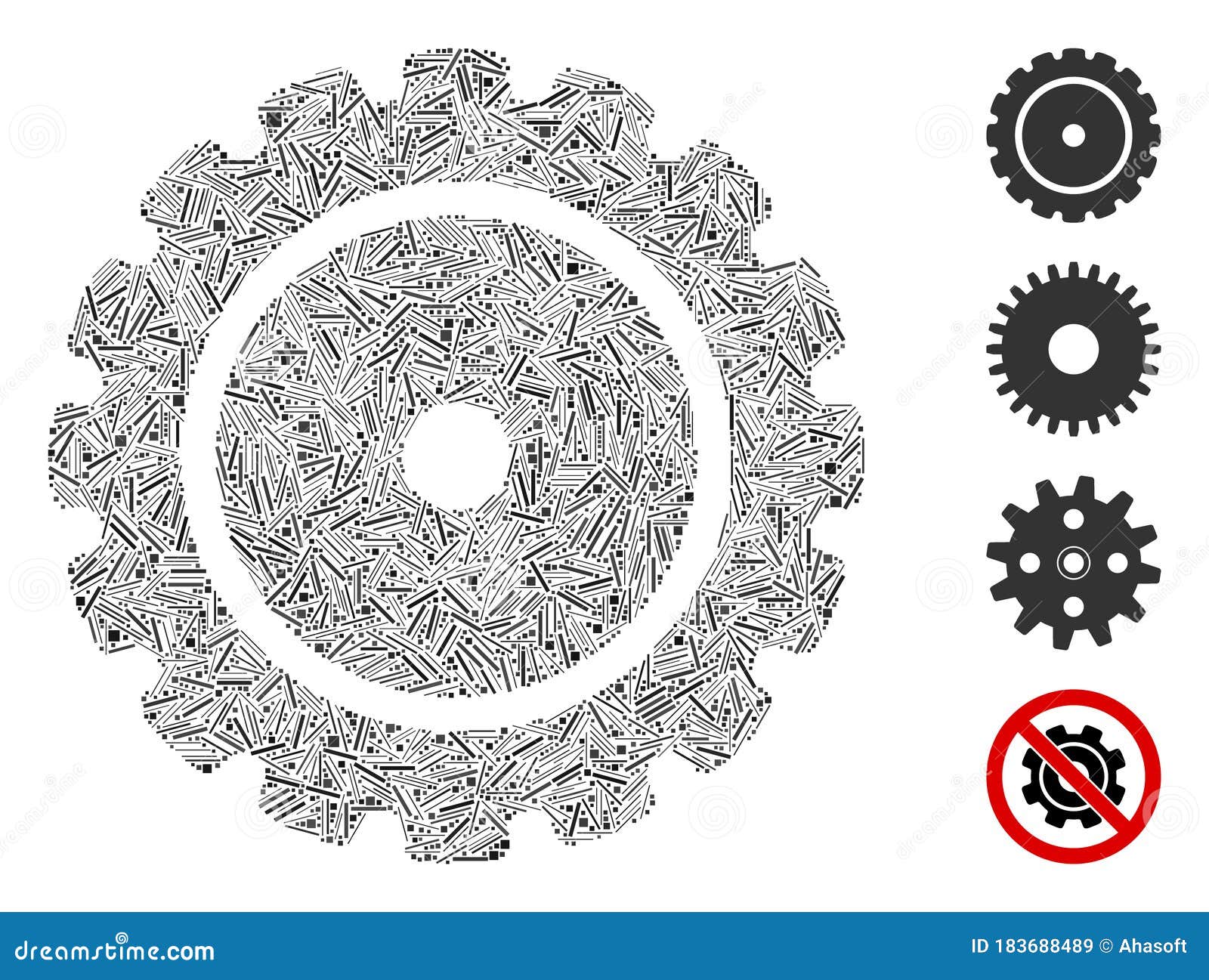 Line Cog Icon Vector Mosaic Stock Illustration - Illustration of linear ...