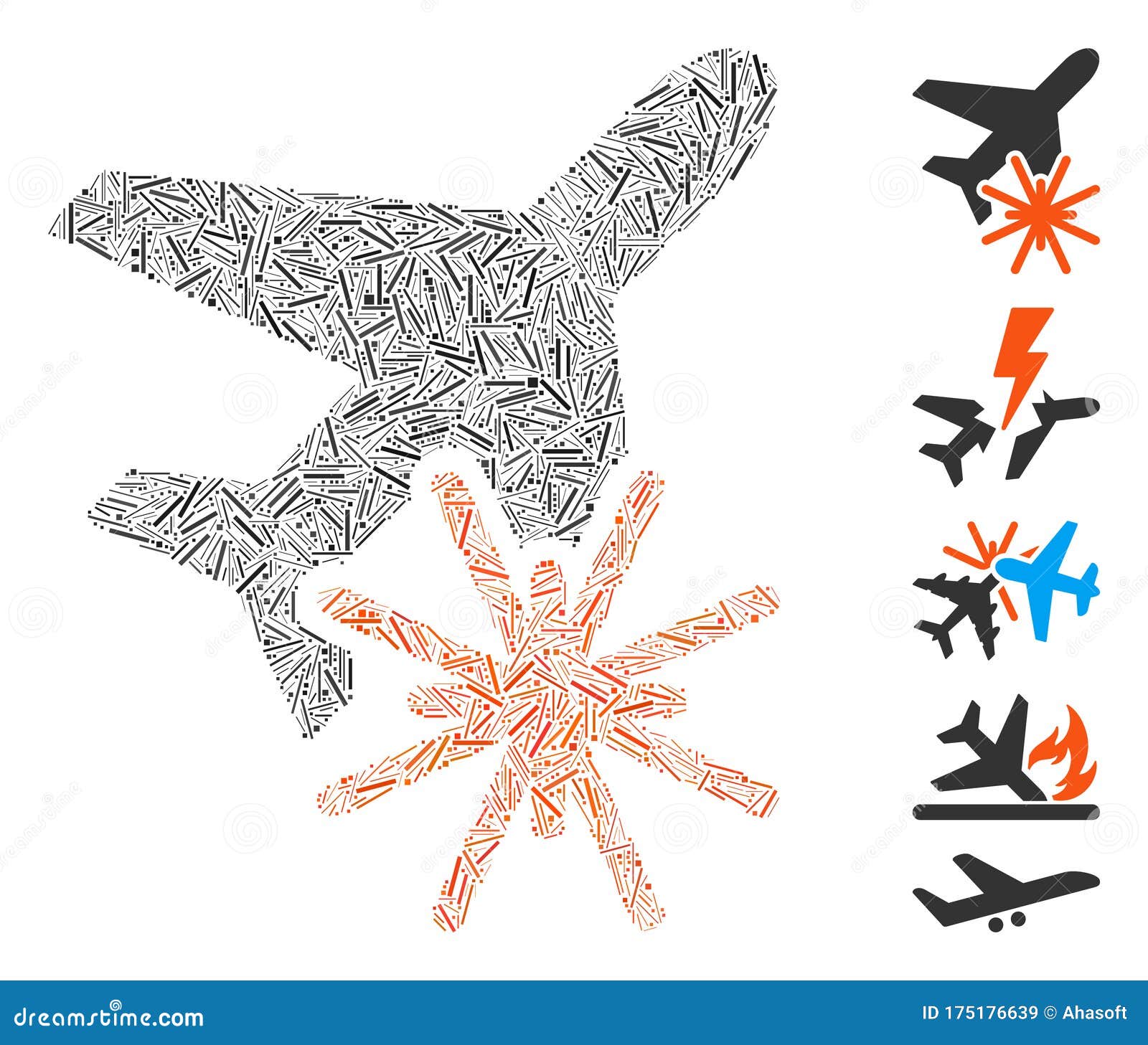 Line Collage Aiplane Explosion Stock Illustration - Illustration of ...
