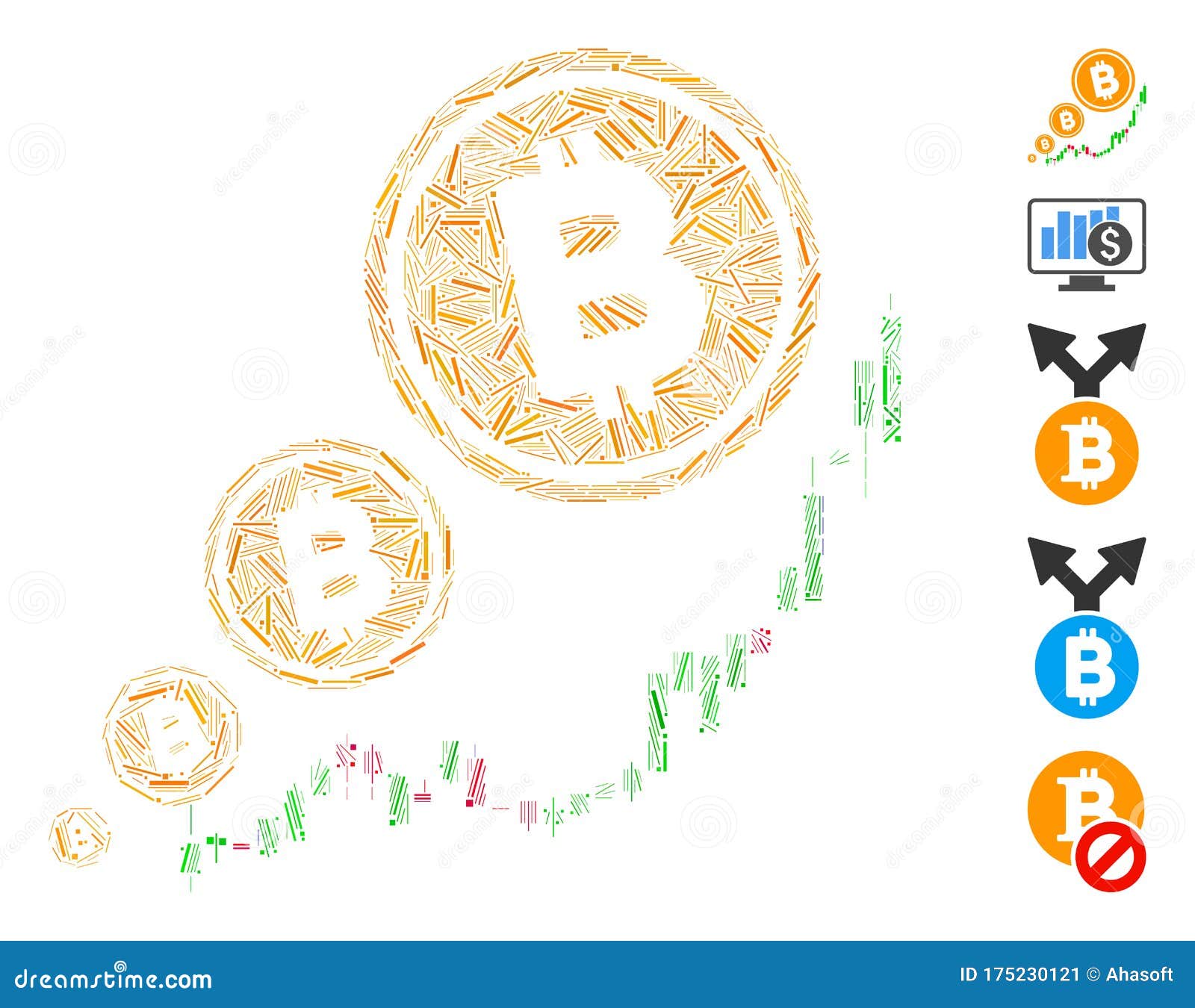 Line Collage Bitcoin Inflation Chart Icon Stock Illustration ...