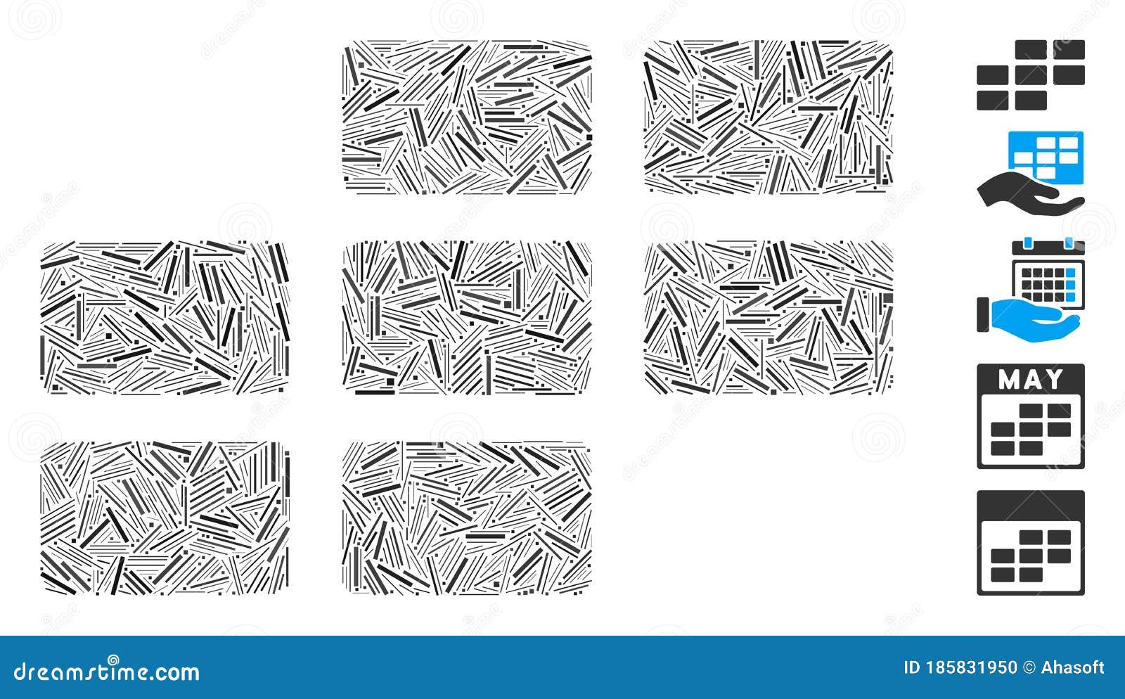 Line Collage Calendar Grid Icon Stock Illustration - Illustration of ...