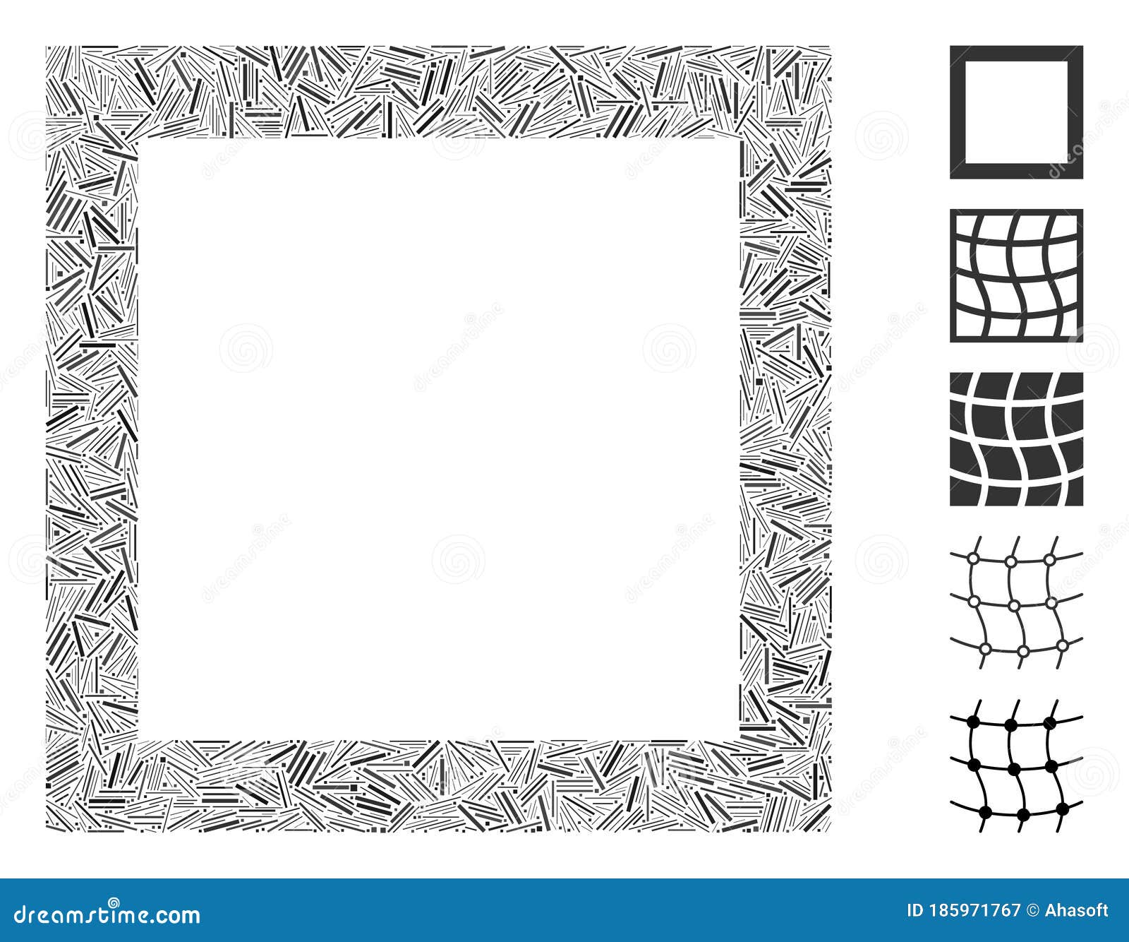 Line Collage Contour Square Icon Stock Illustration - Illustration of ...