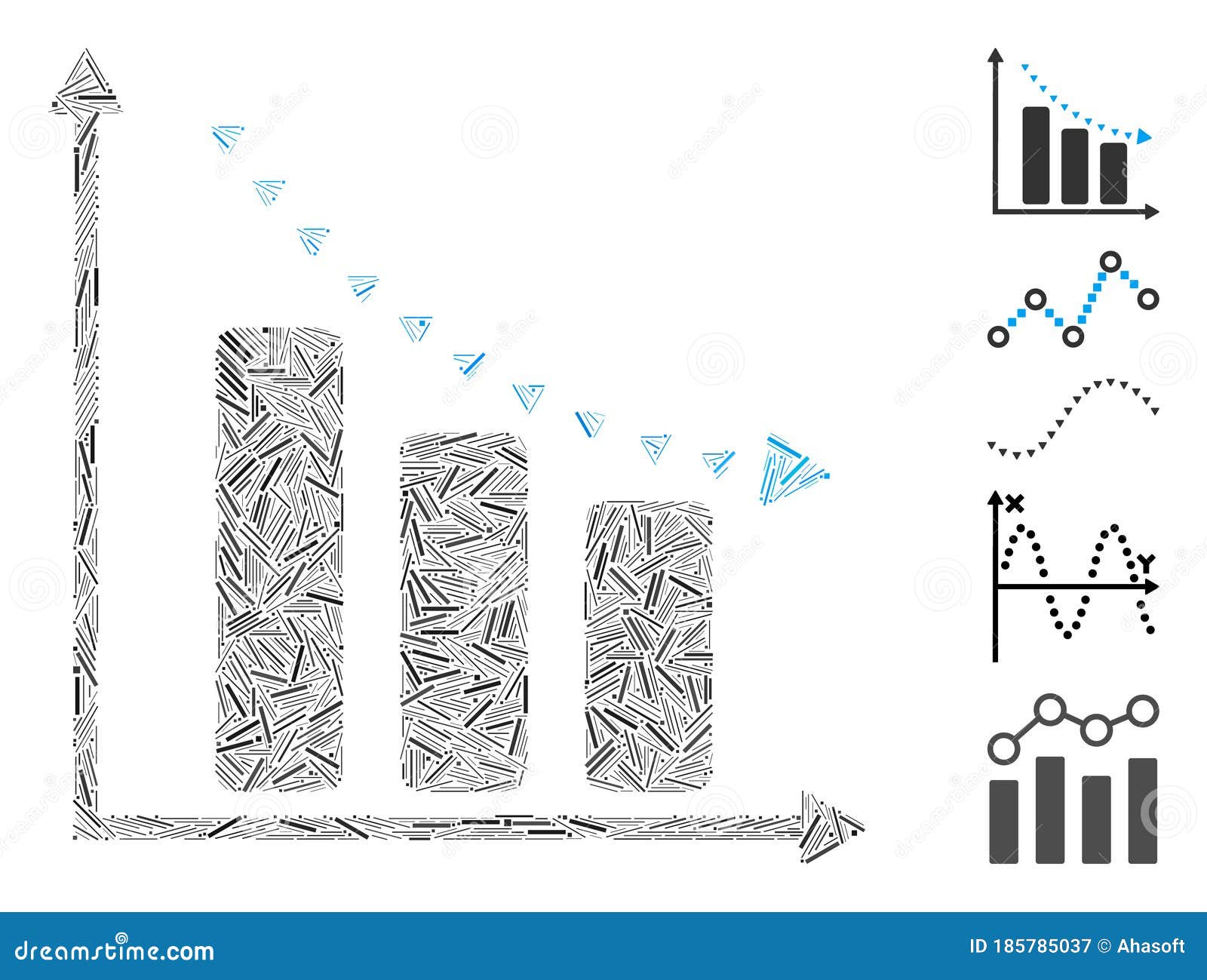 Line Collage Dotted Negative Trend Icon Stock Illustration ...