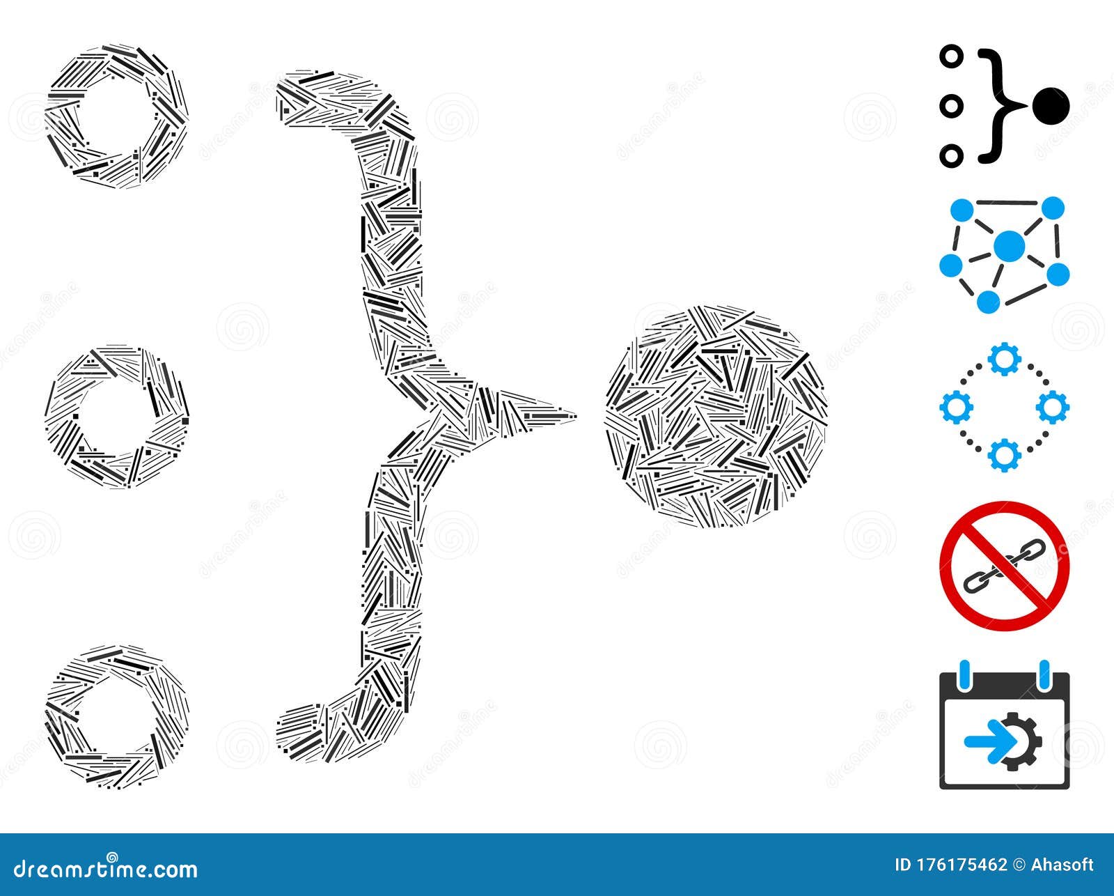 Line Collage Element Aggregation Icon Stock Illustration - Illustration ...