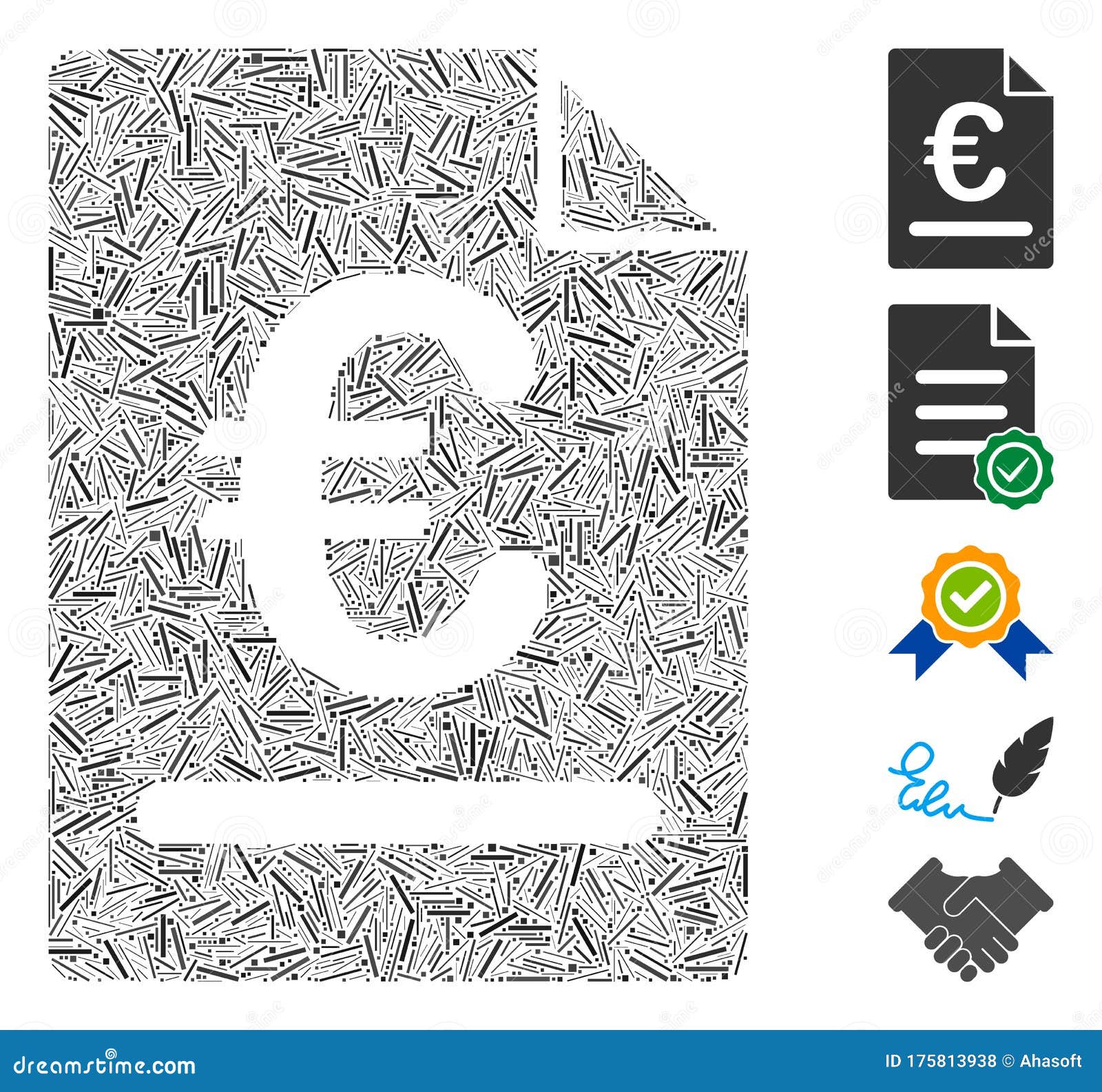 Line Collage Euro Invoice Icon Stock Illustration - Illustration of ...
