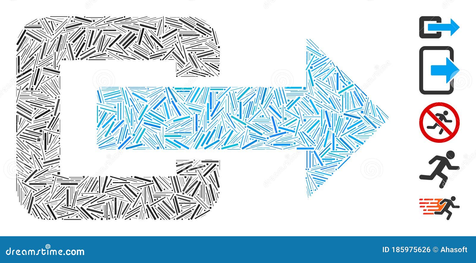 Line Collage Exit Direction Icon Stock Illustration - Illustration of ...