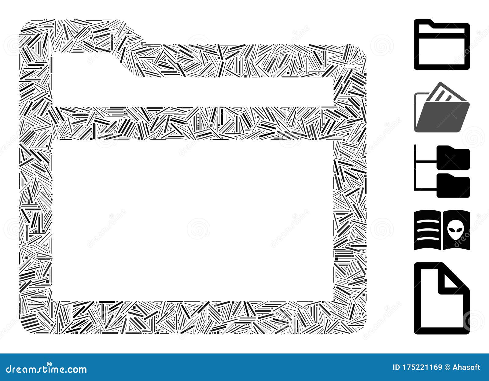 Line Collage Folder Icon stock illustration. Illustration of directory ...