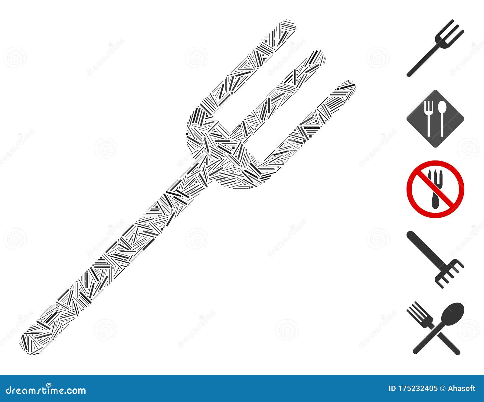 Line Collage Fork Icon stock illustration. Illustration of pattern ...