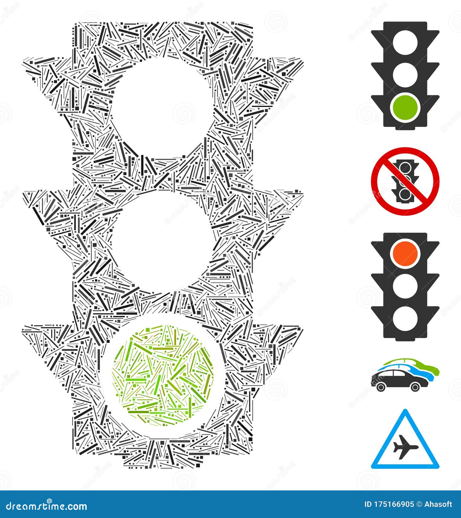 Line Collage Green Traffic Lights Stock Illustration - Illustration of ...