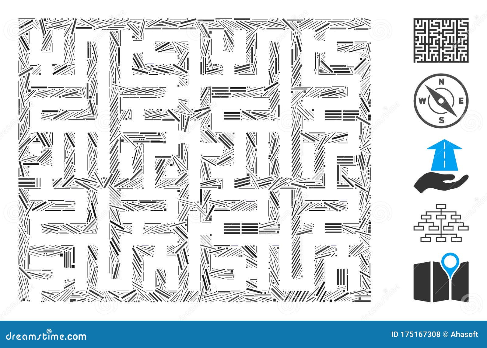 Line Collage Labyrinth stock illustration. Illustration of direction ...