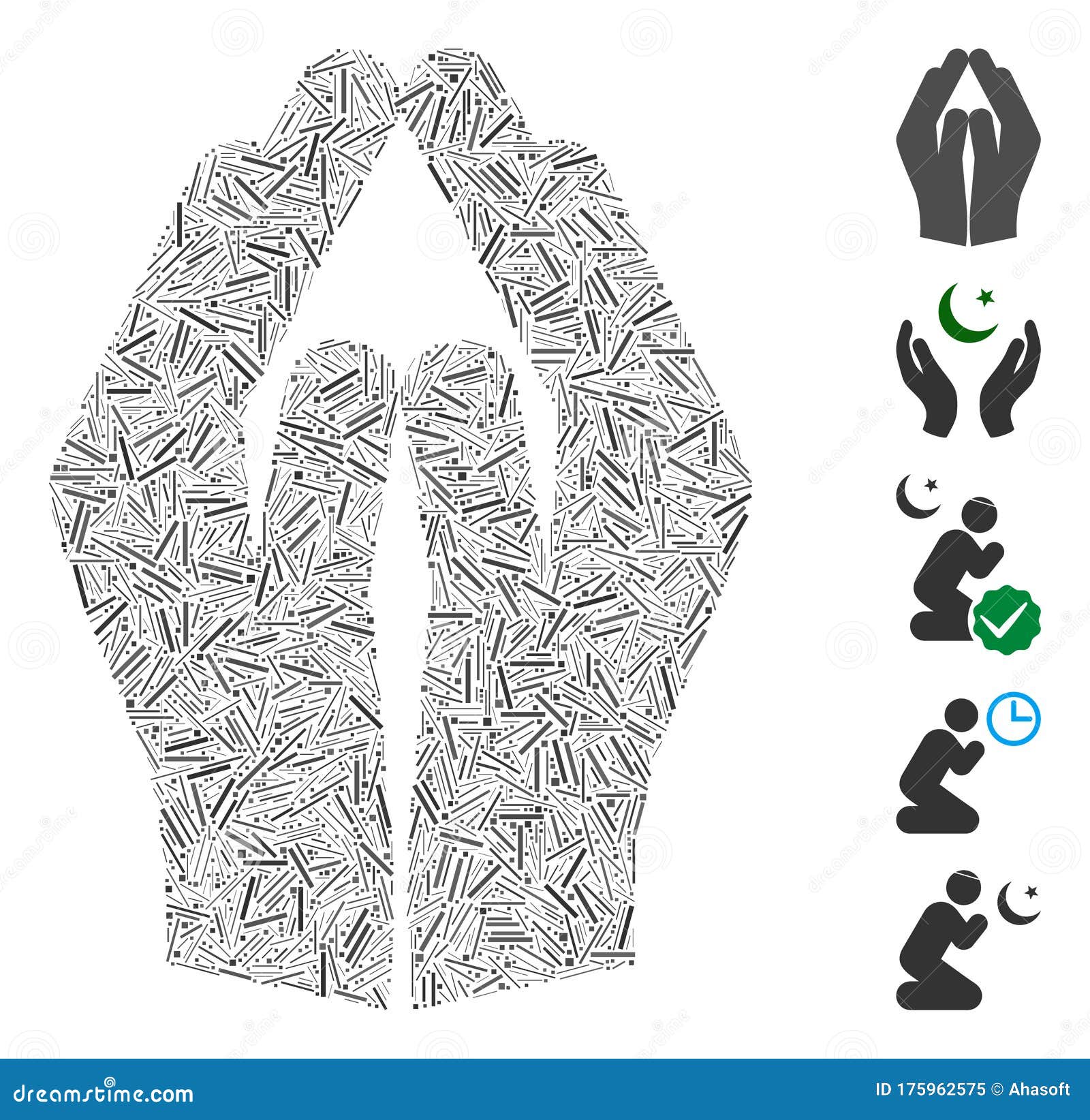 Line Collage Pray Hands Icon Stock Illustration - Illustration of jesus ...