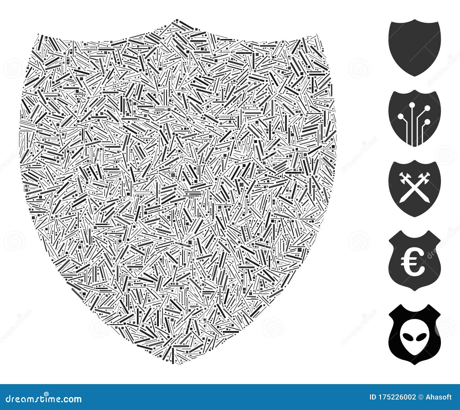 Line Collage Shield Icon stock illustration. Illustration of safety ...