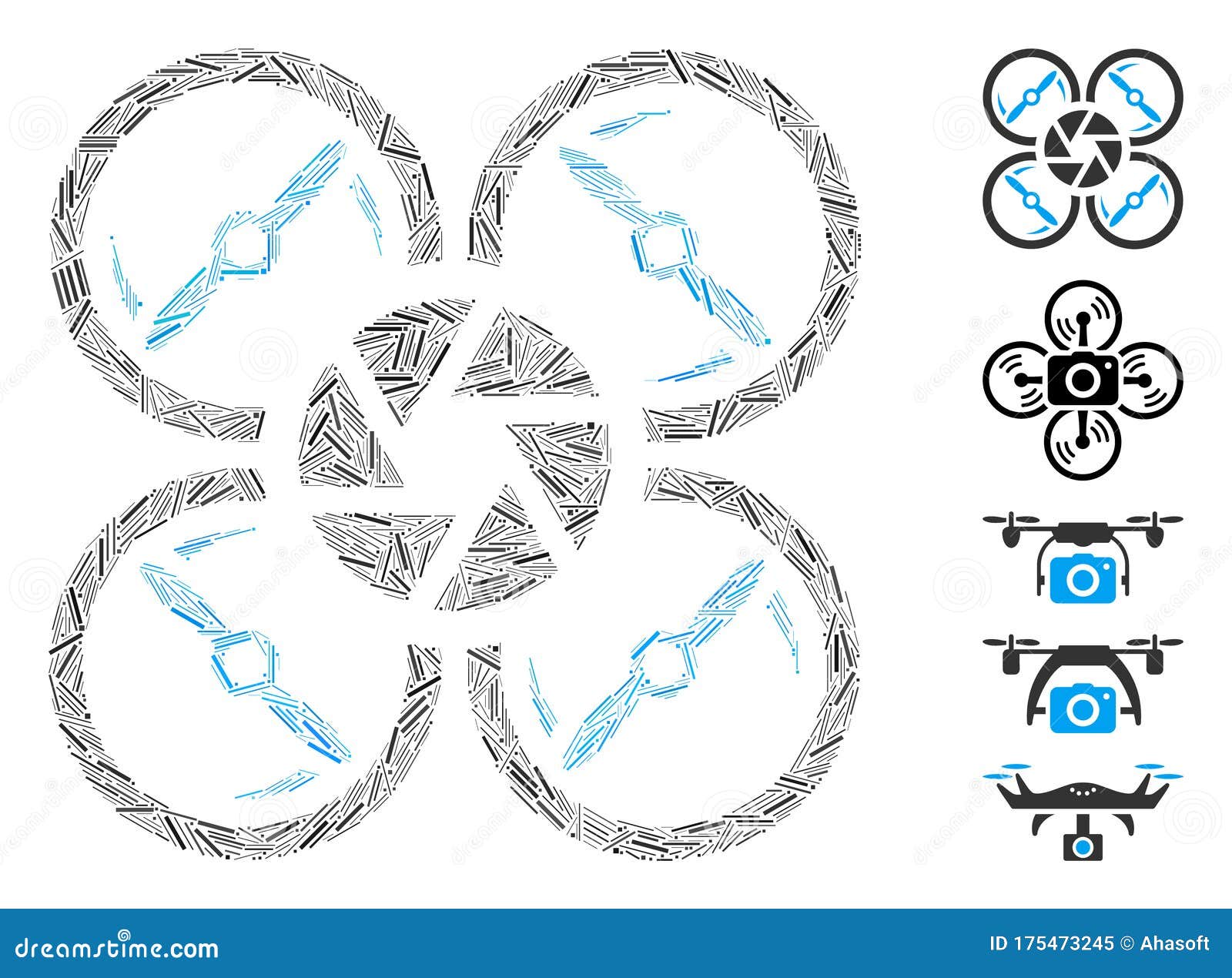 Line Collage Shutter Drone stock illustration. Illustration of remote ...