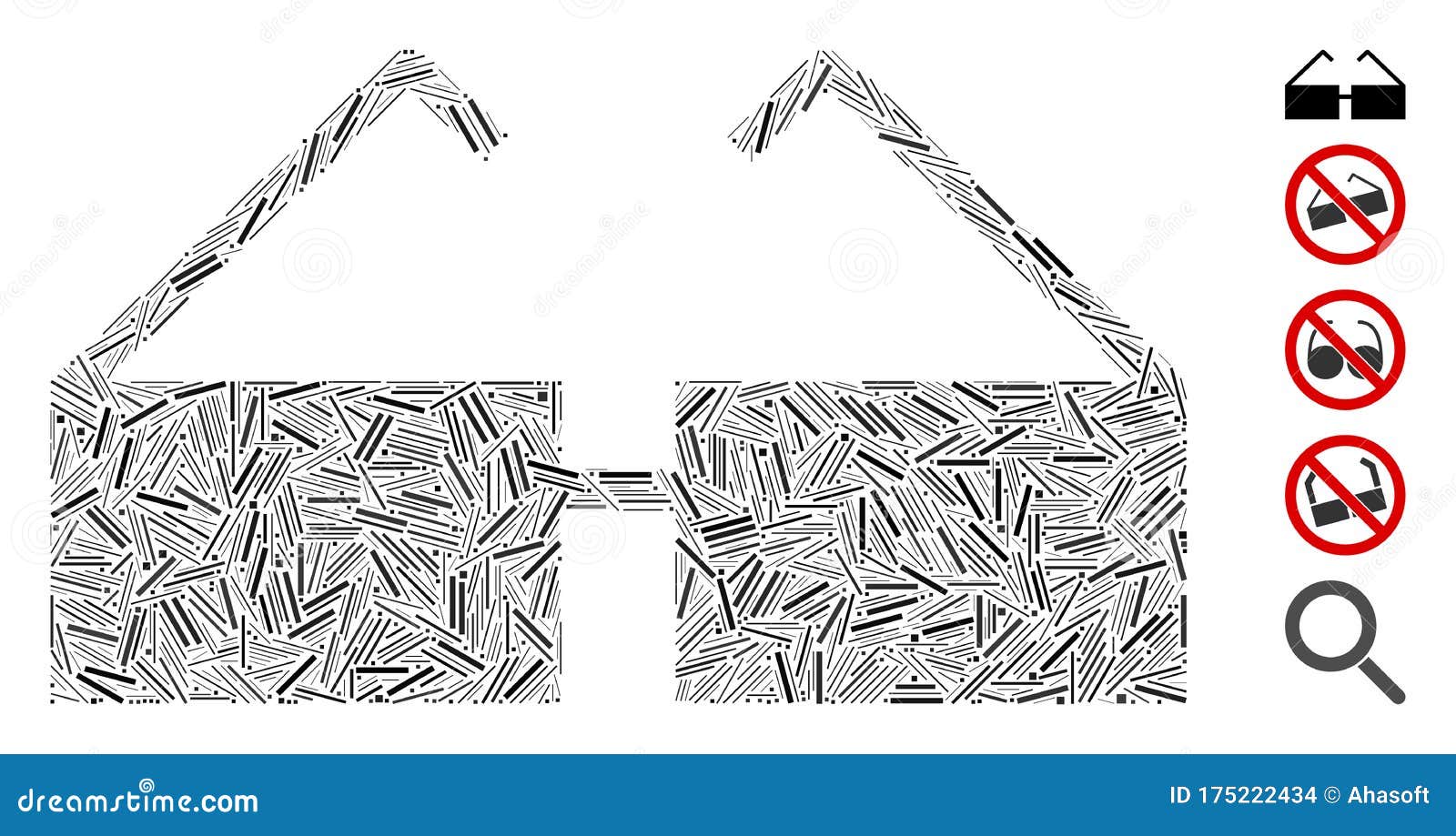 Line Collage Spectacles Icon Stock Illustration - Illustration of ...