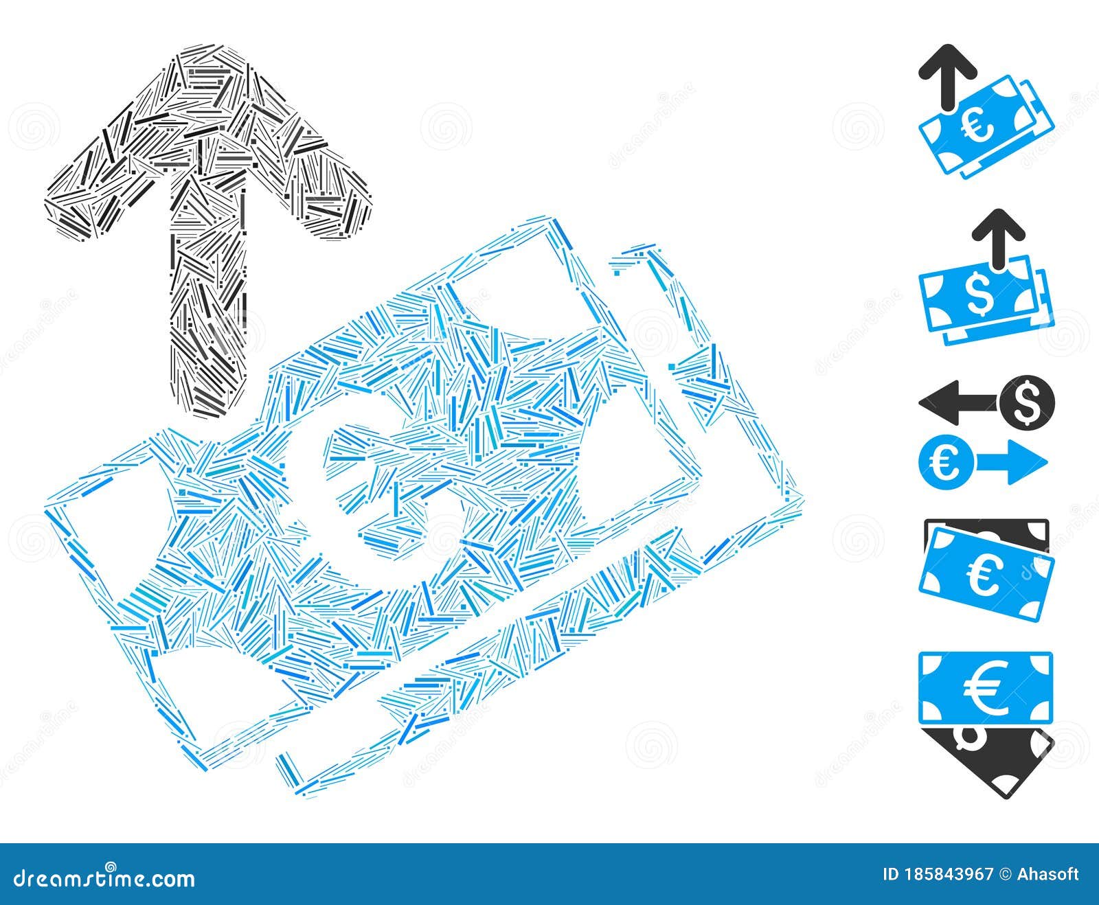 Line Collage Spend Euro Banknotes Icon Stock Image - Image of ...