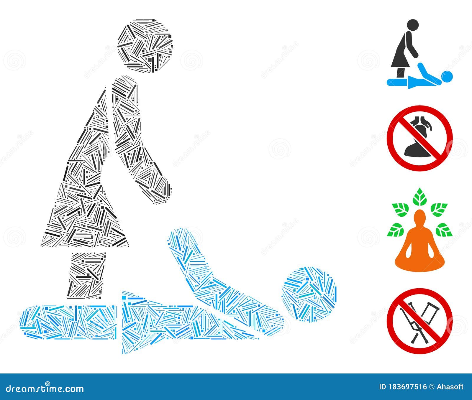 Line Thai Massage Icon Vector Mosaic Stock Illustration - Illustration ...