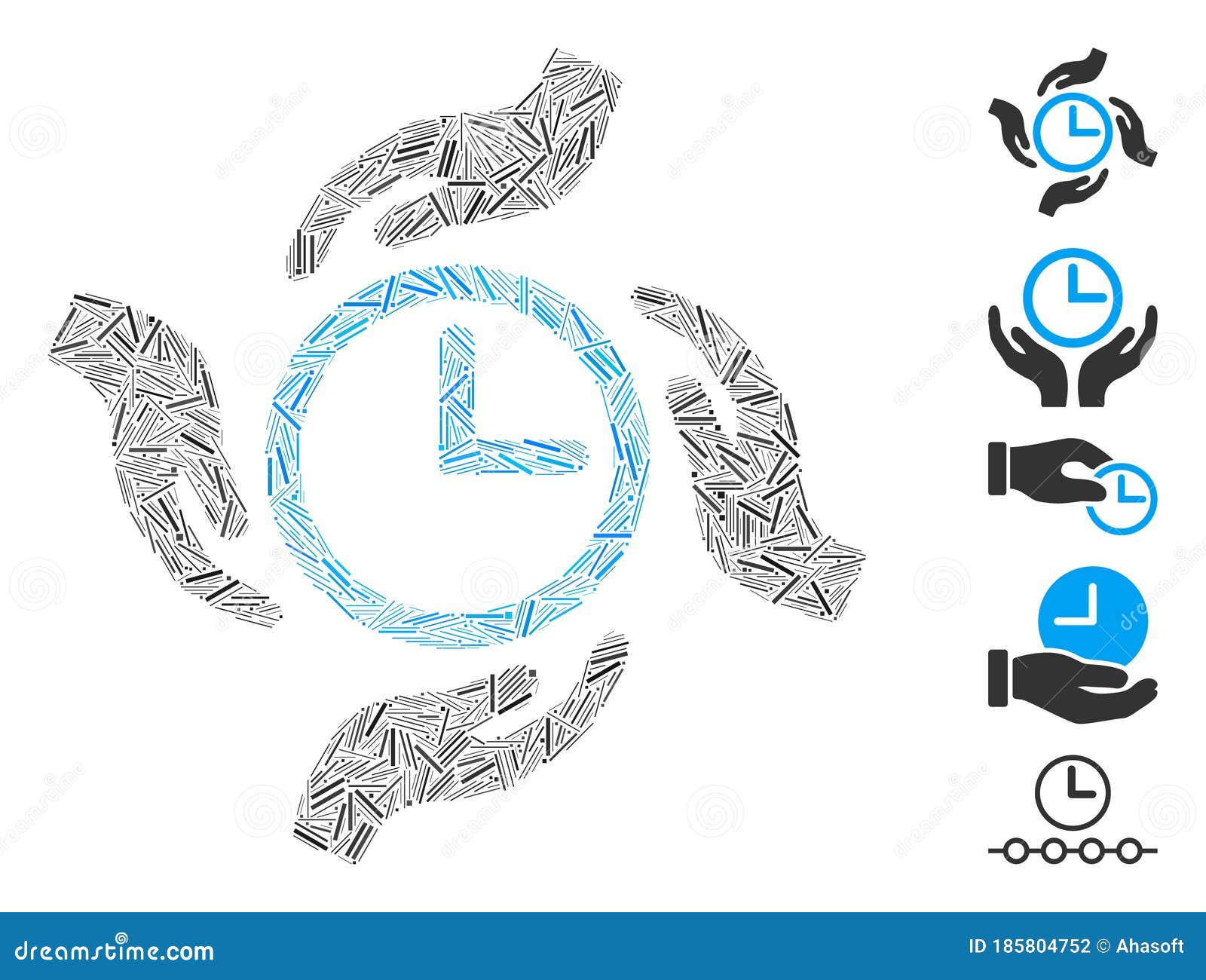 Line Collage Time Care Icon Stock Illustration - Illustration of hands ...