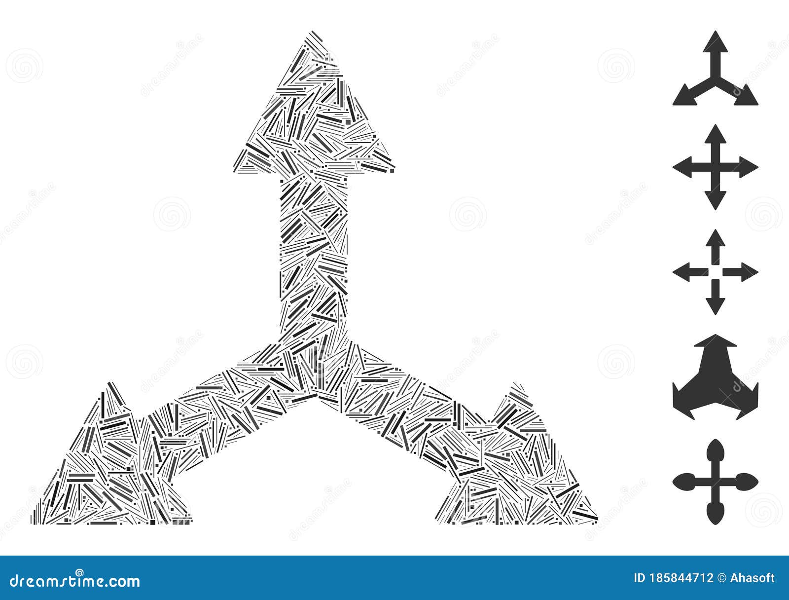 Line Collage Triple Arrows Icon Stock Illustration - Illustration of ...