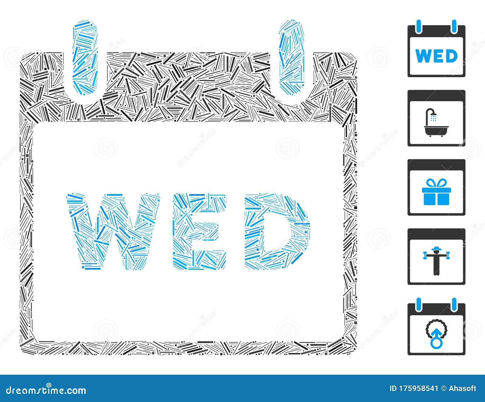 Line Collage Wednesday Calendar Page Icon Stock Illustration ...
