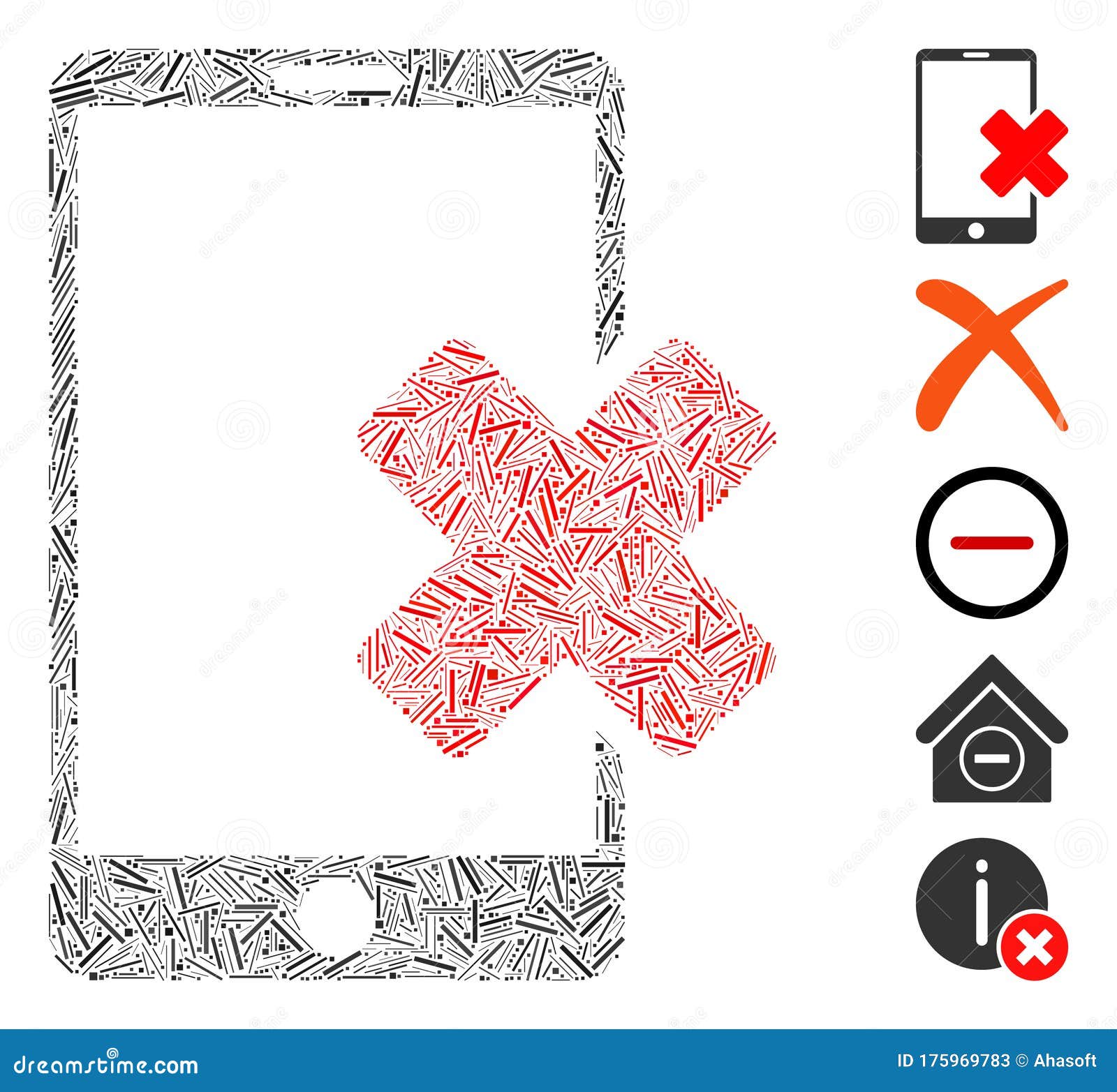 Line Collage Wrong Smartphone Icon Stock Illustration - Illustration of ...