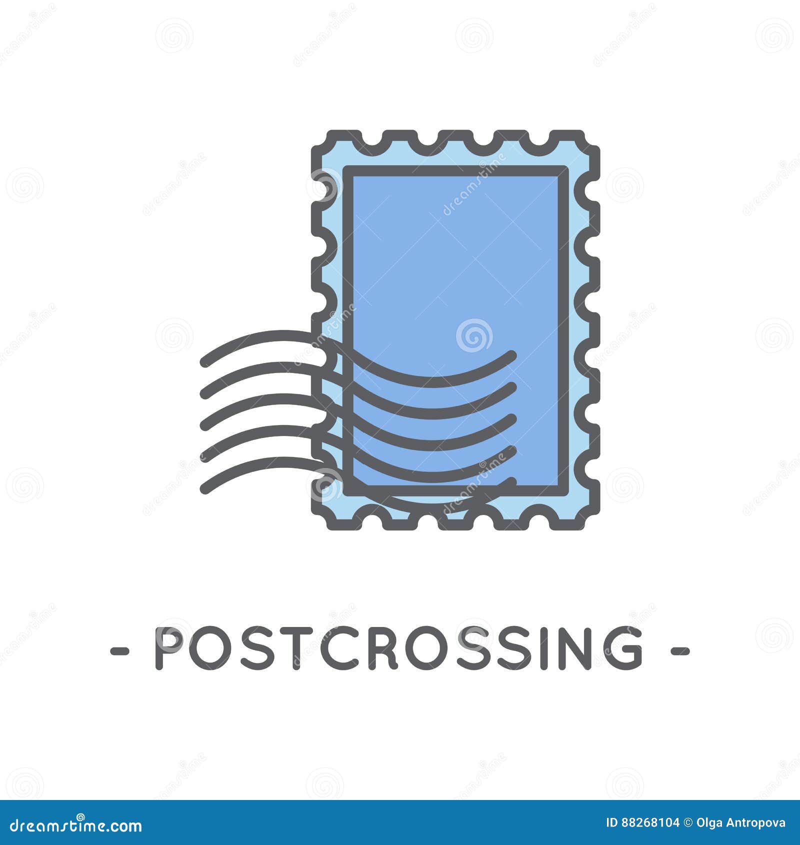 Line Color Postage Stamp Icon Stock Illustration - Illustration of ...