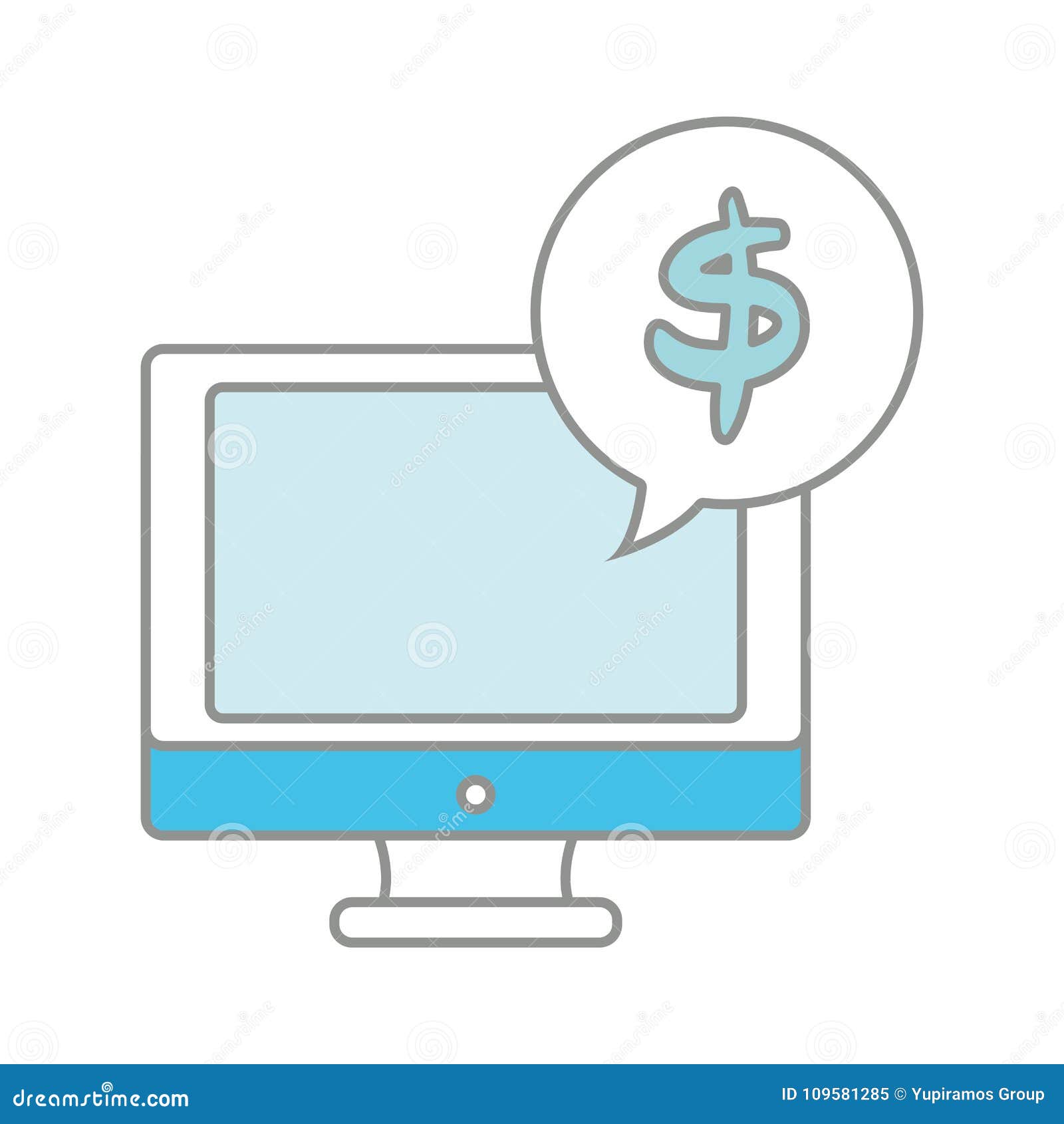 Line Color Screen Computer with Dollar Symbol Inside Chat Bubble Stock ...