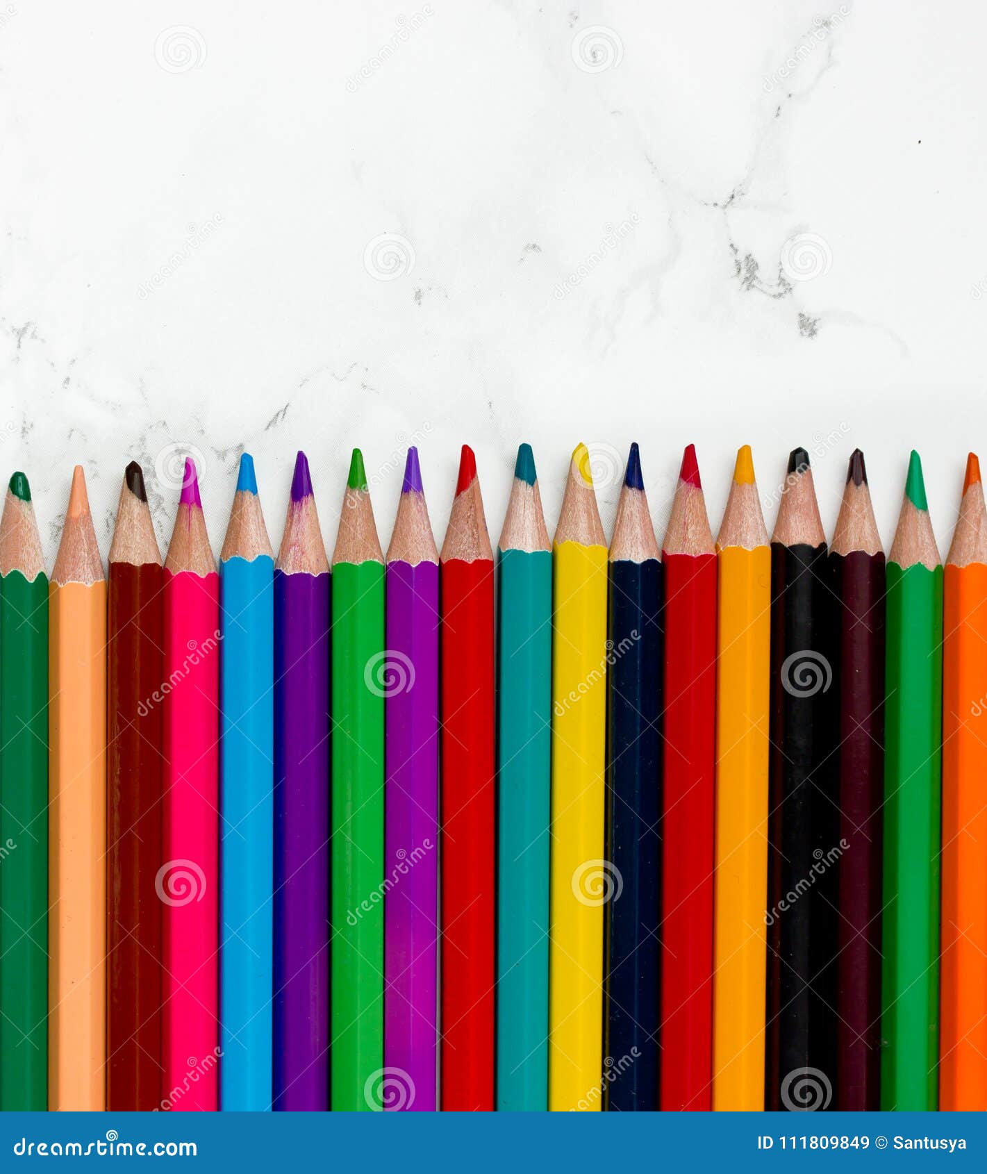 Line of colored pencils stock image. Image of multi - 111809849