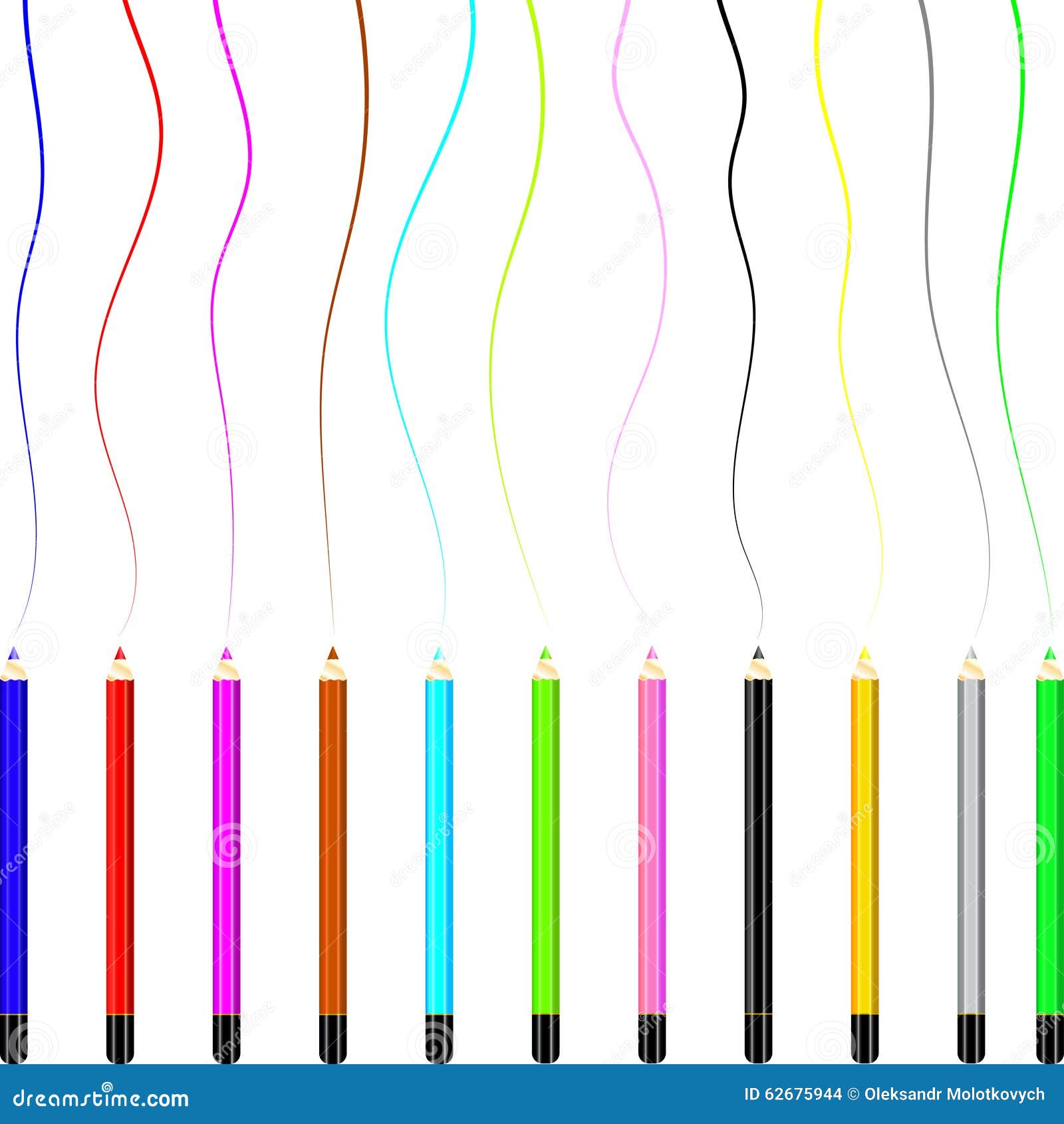 Line Of Colored Pencils Stock Vector - Image: 62675944