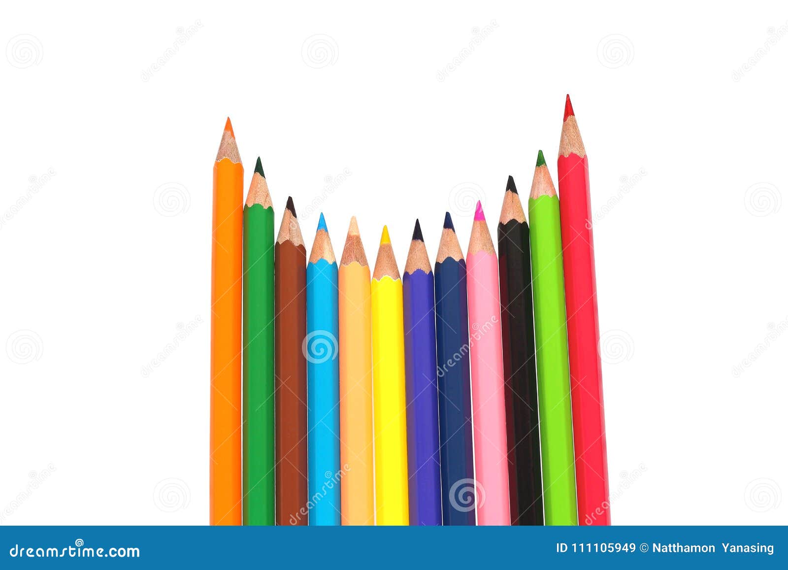 Line of Colored Pencils on White Background Stock Image - Image of idea ...