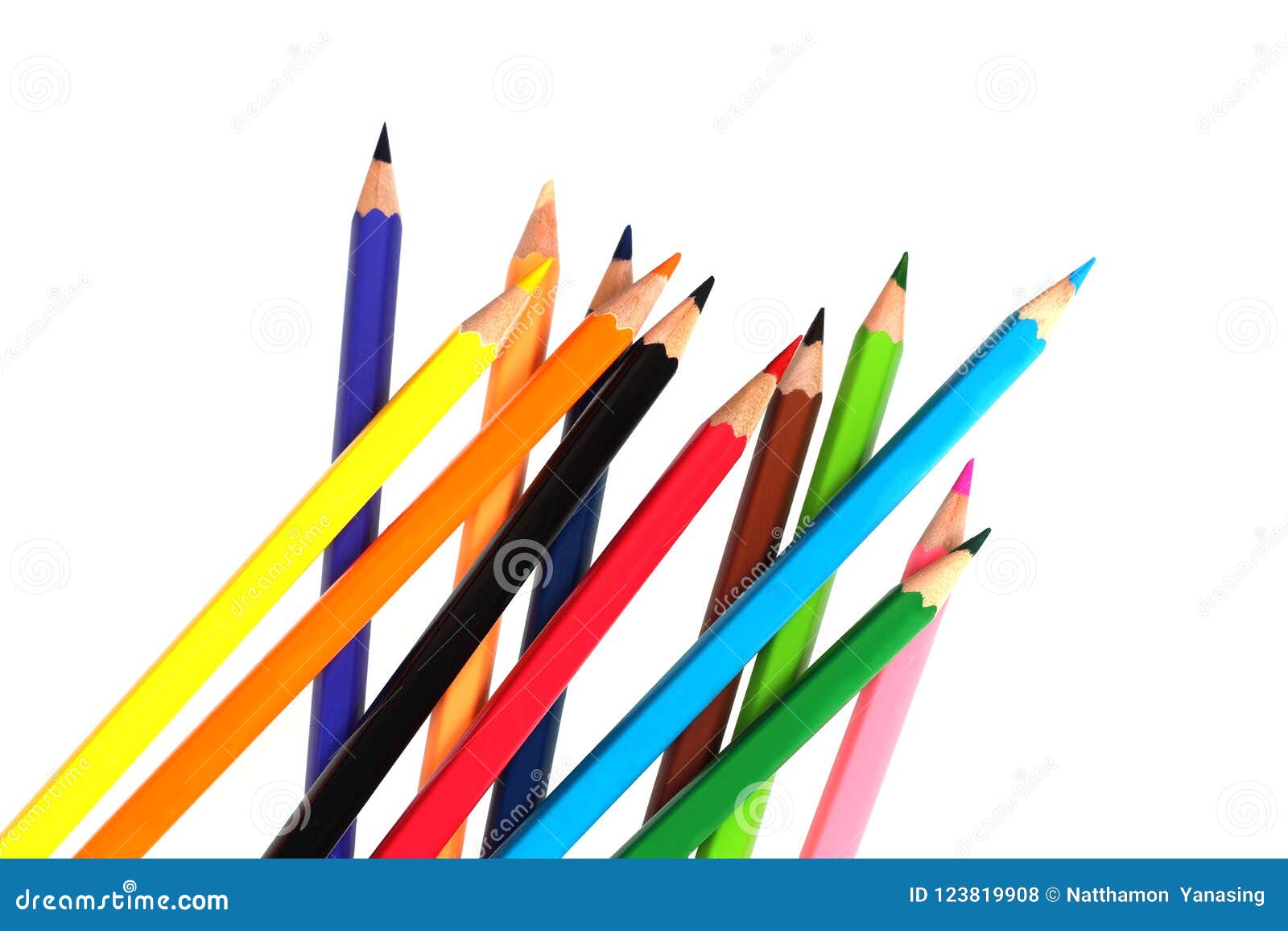 Line of Colored Pencils on White Background Stock Photo - Image of line ...