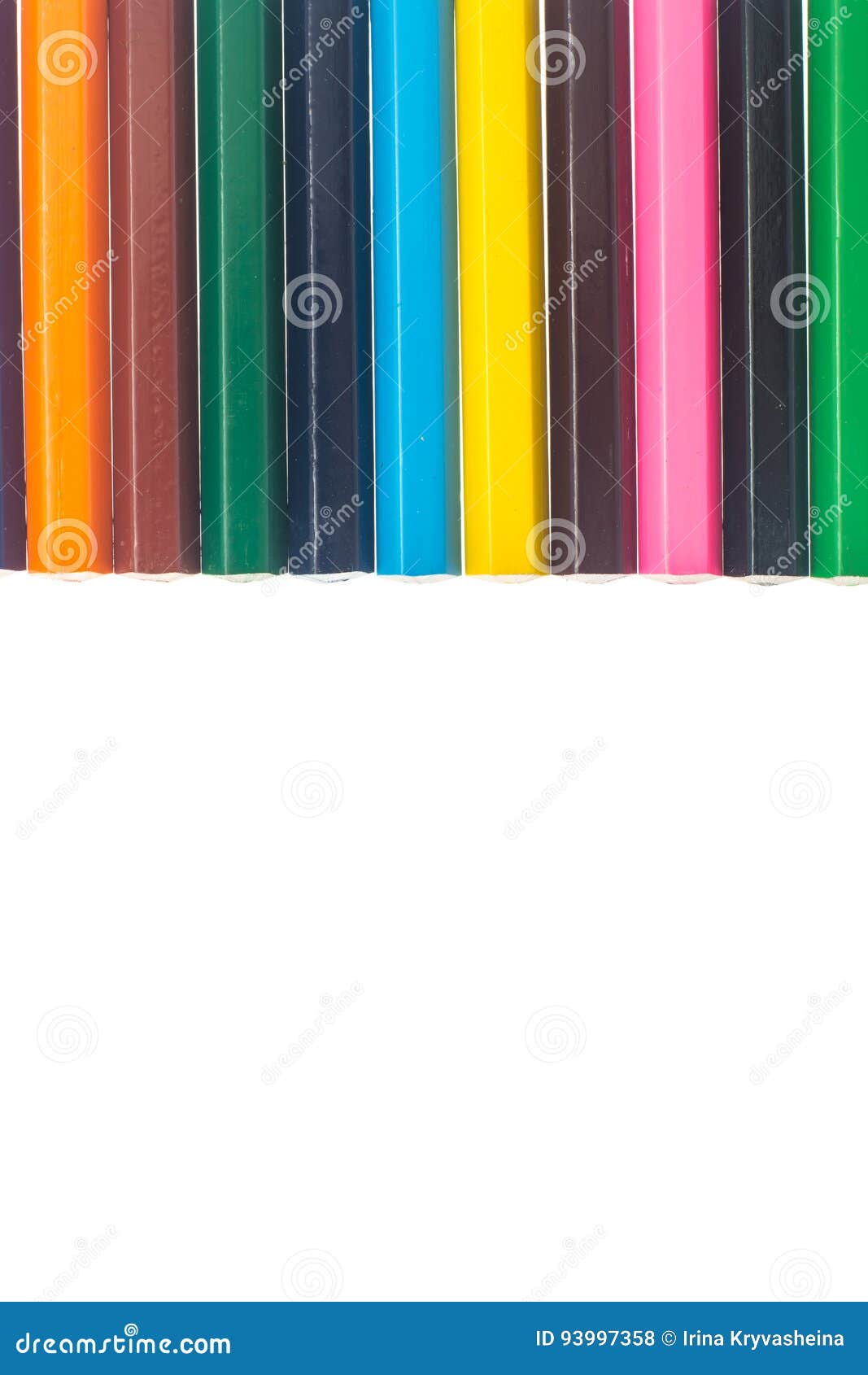 Line of Colored Pencils on White Background Stock Photo - Image of ...