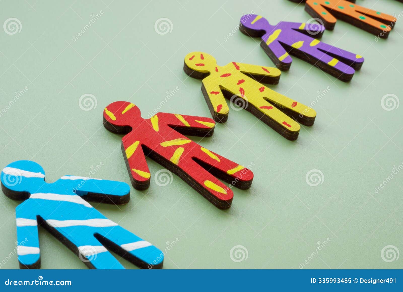 Line of Colorful Figures Representing Diversity and Teamwork. Stock ...