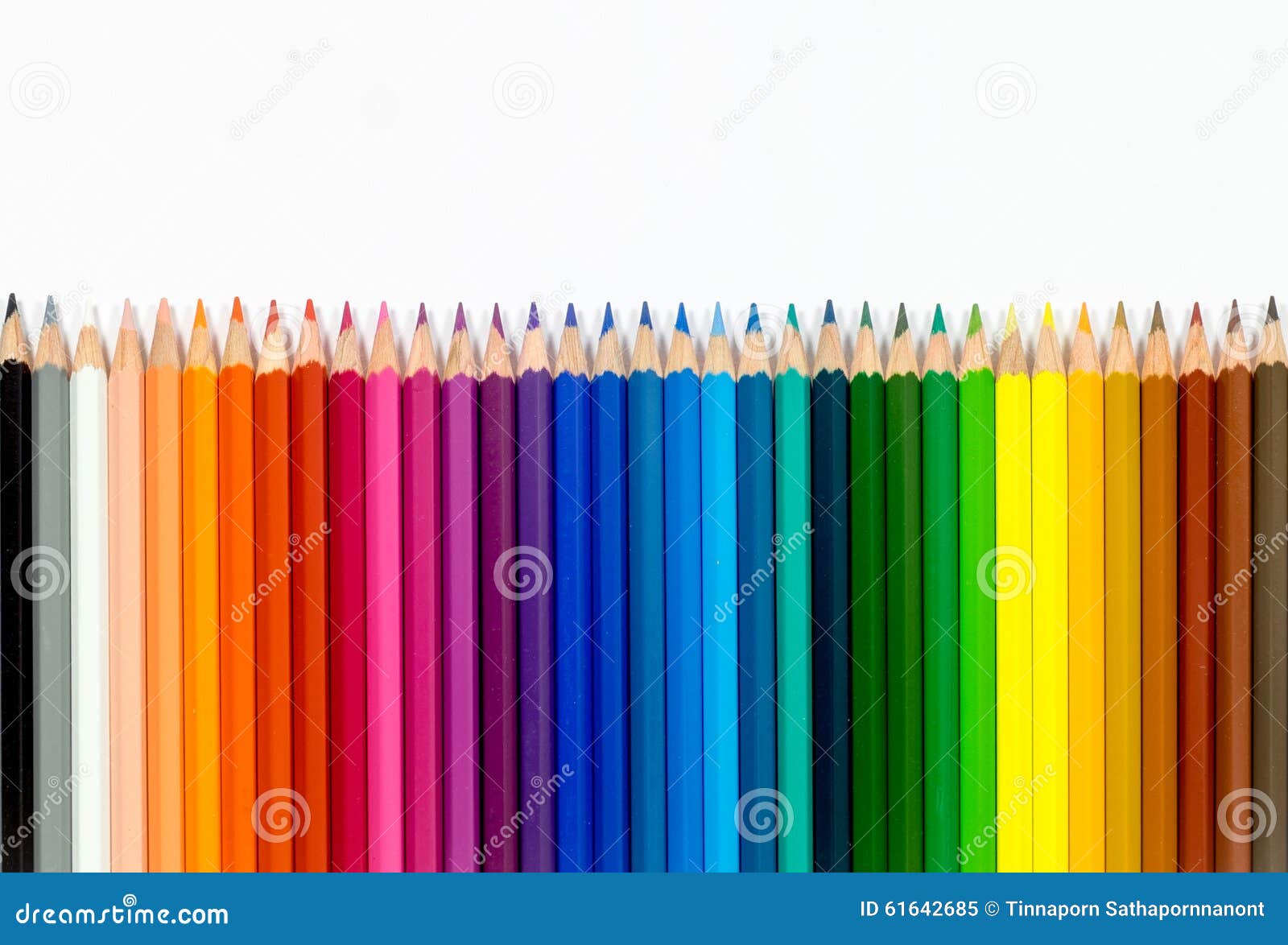 Line of Colour Pencils Isolated on White Background Stock Image - Image ...