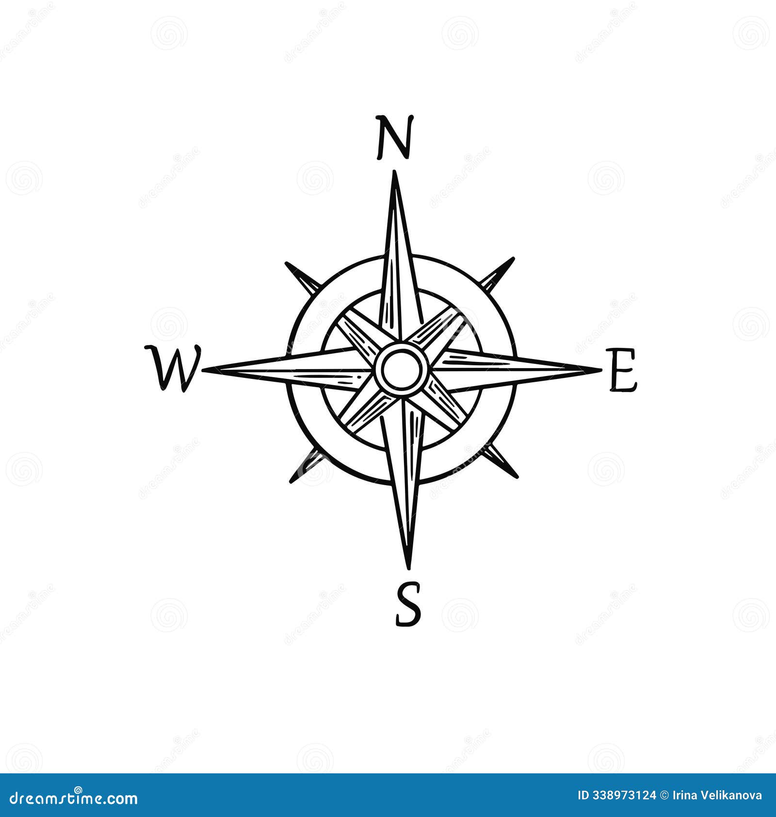 Line Compass Arrow Symbol in Retro Tattoo Style Stock Vector ...
