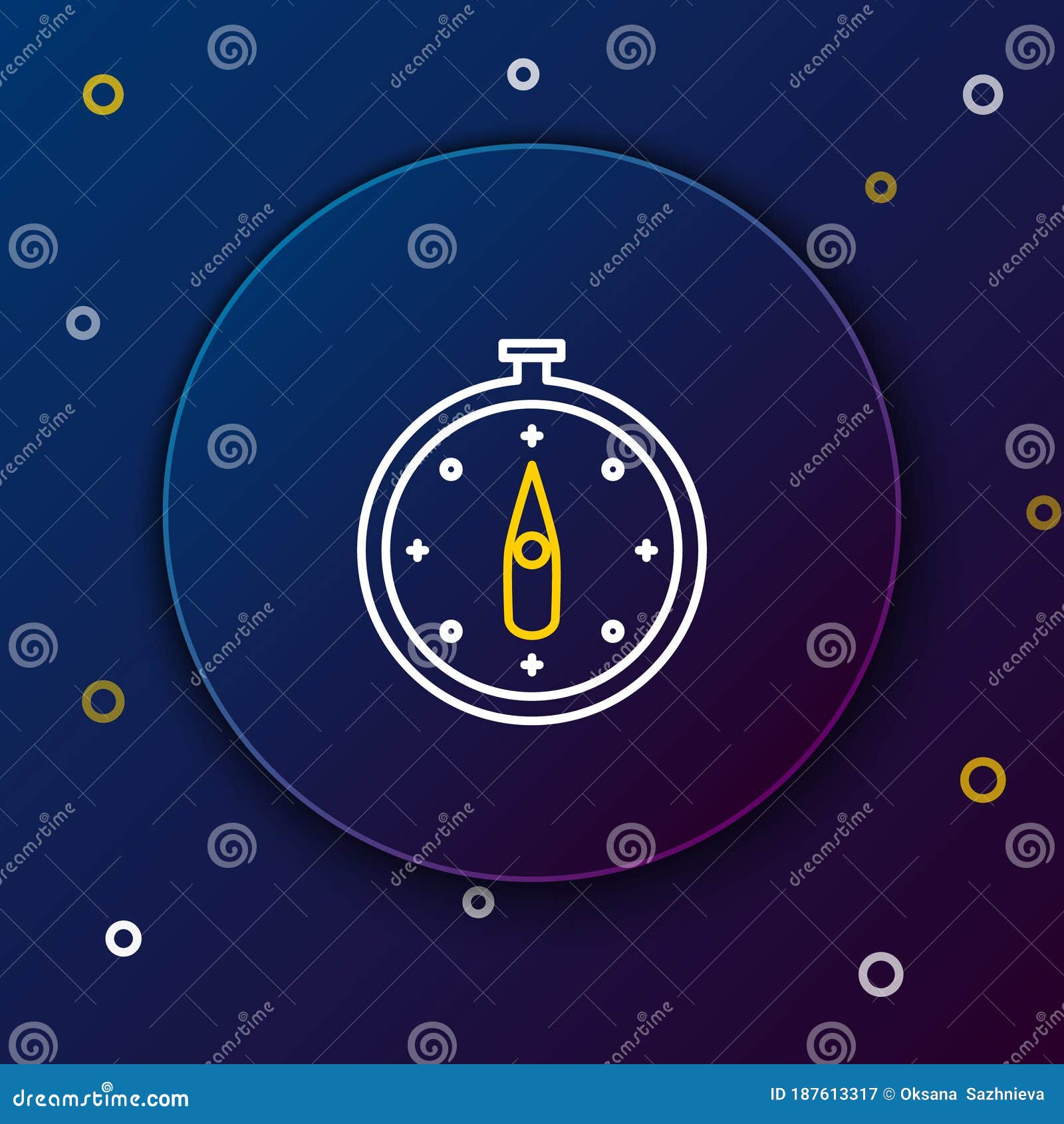 Line Compass Icon Isolated On Blue Background Windrose Navigation