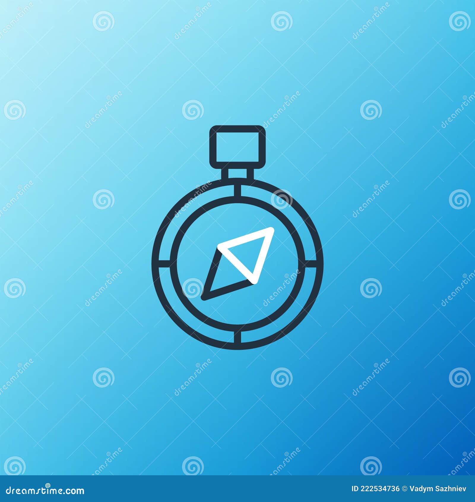 Line Compass Icon Isolated On Blue Background Windrose Navigation