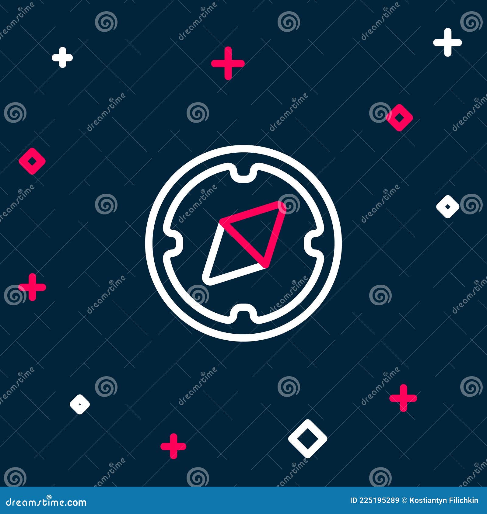 Line Compass Icon Isolated On Blue Background Windrose Navigation