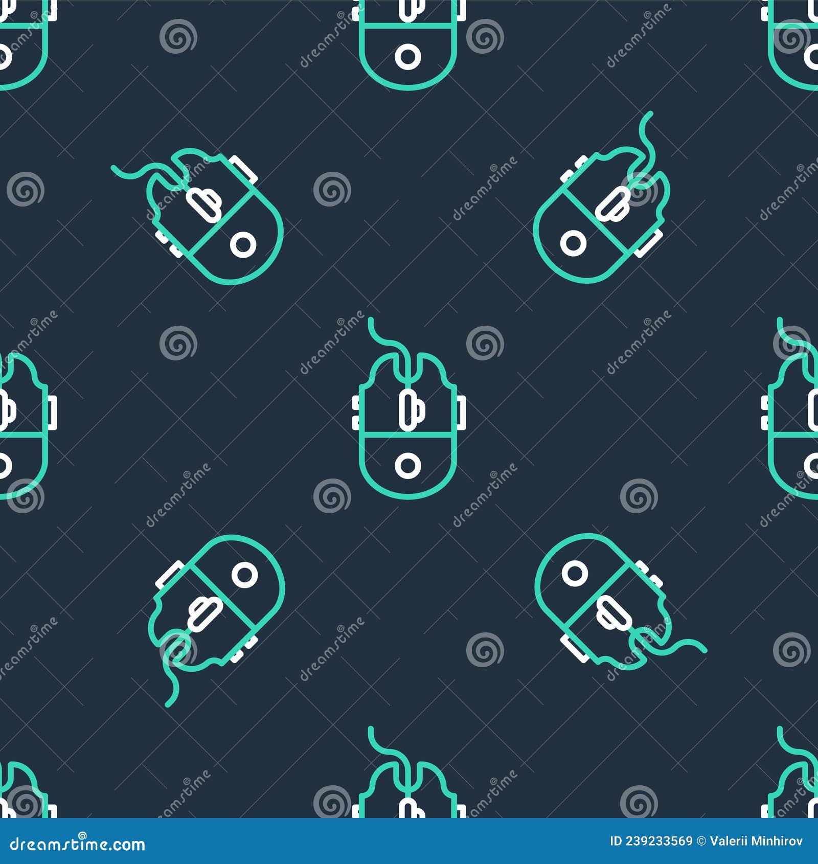 Line Computer Mouse Gaming Icon Isolated Seamless Pattern on Black ...
