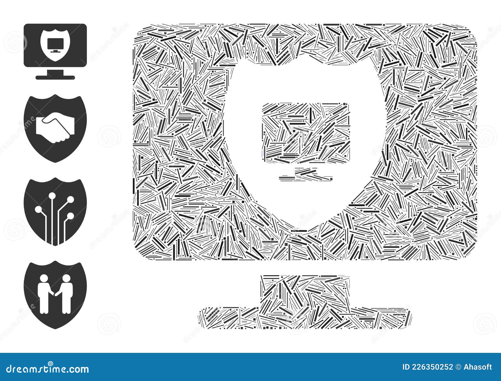 Line Computer Shield Icon Vector Collage Stock Vector - Illustration of ...