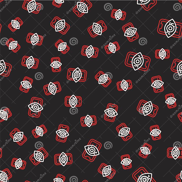 Line Computer Vision Icon Isolated Seamless Pattern on Black Background ...
