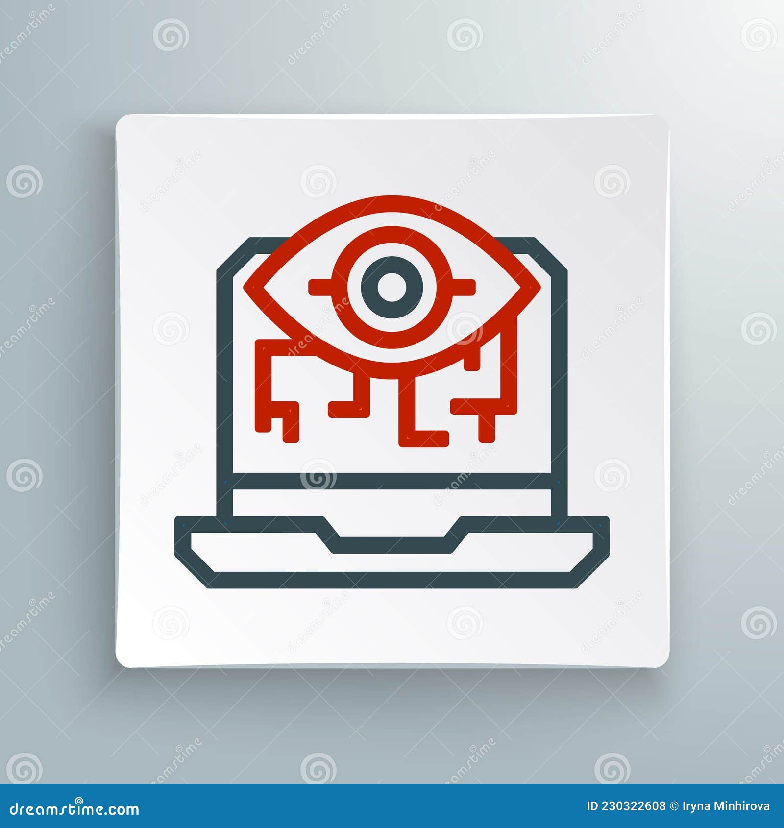 Line Computer Vision Icon Isolated on White Background. Technical ...