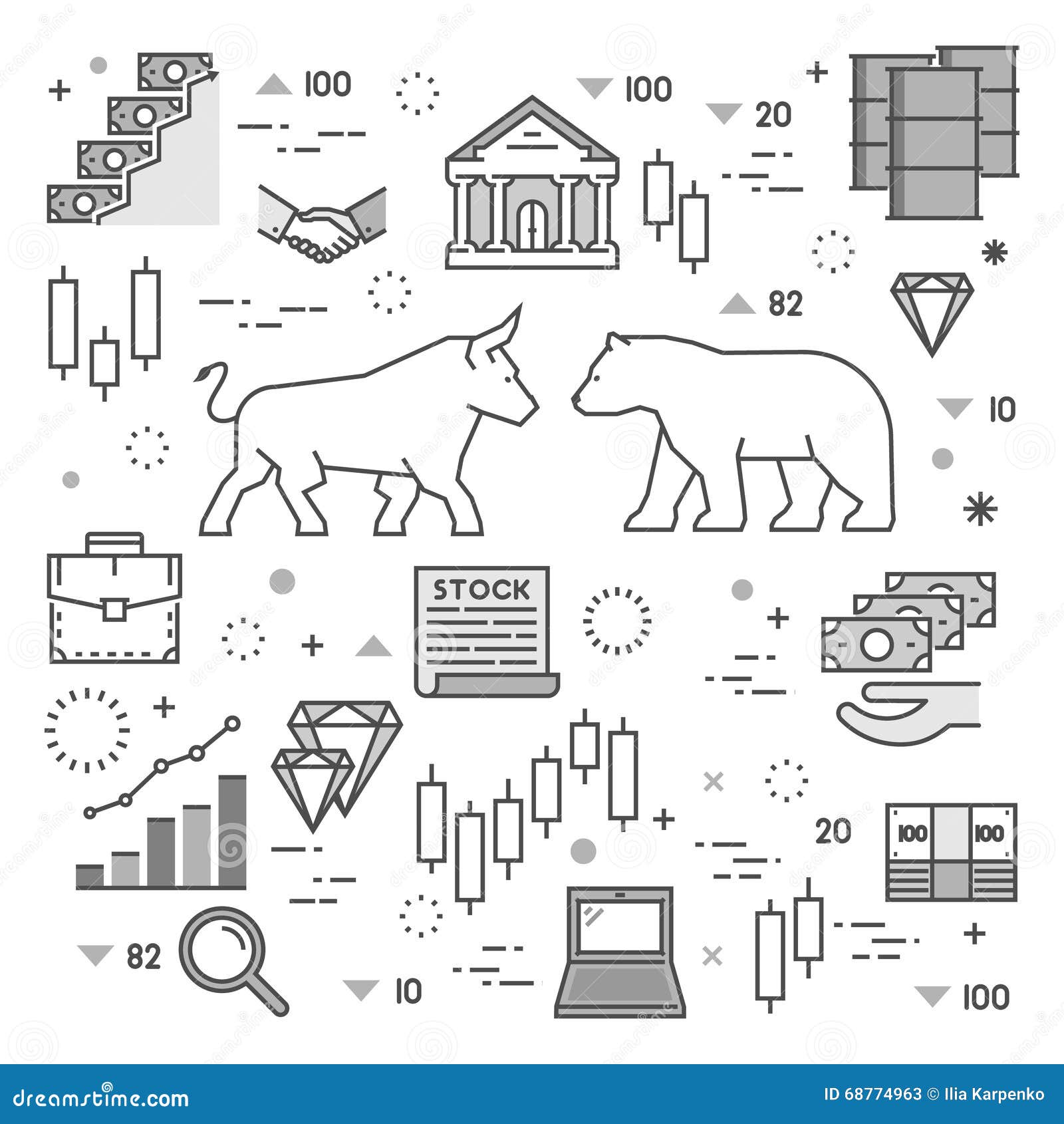 Line Concept of Stock Market. Stock Illustration - Illustration of fund ...