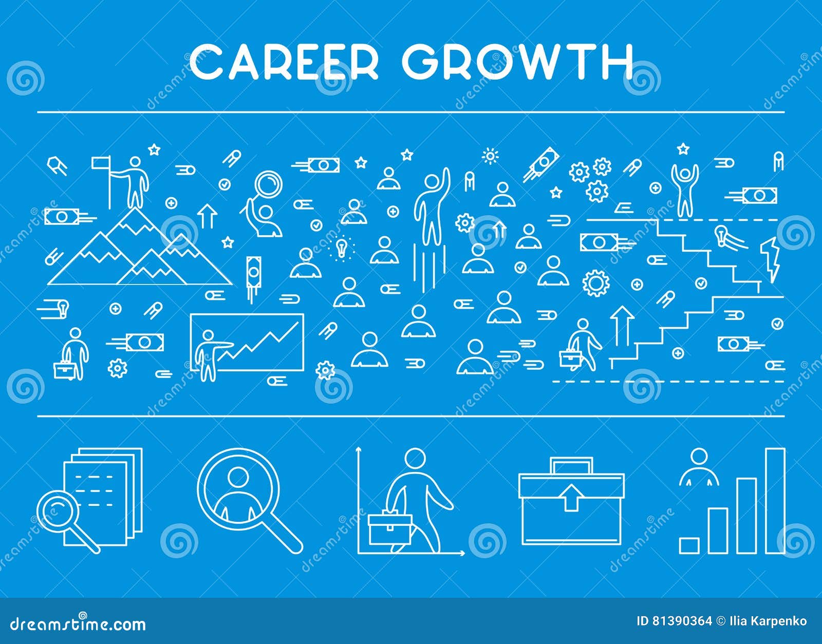 Line Concept Web Banner for Career Growth Stock Illustration ...