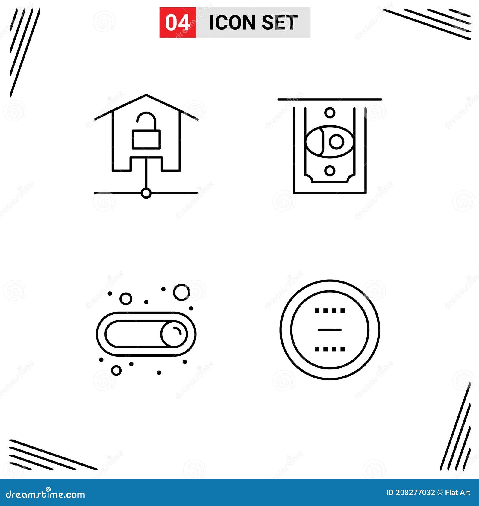 4 Universal Line Signs Symbols of Devices, Switch, Smart Home, Cash ...