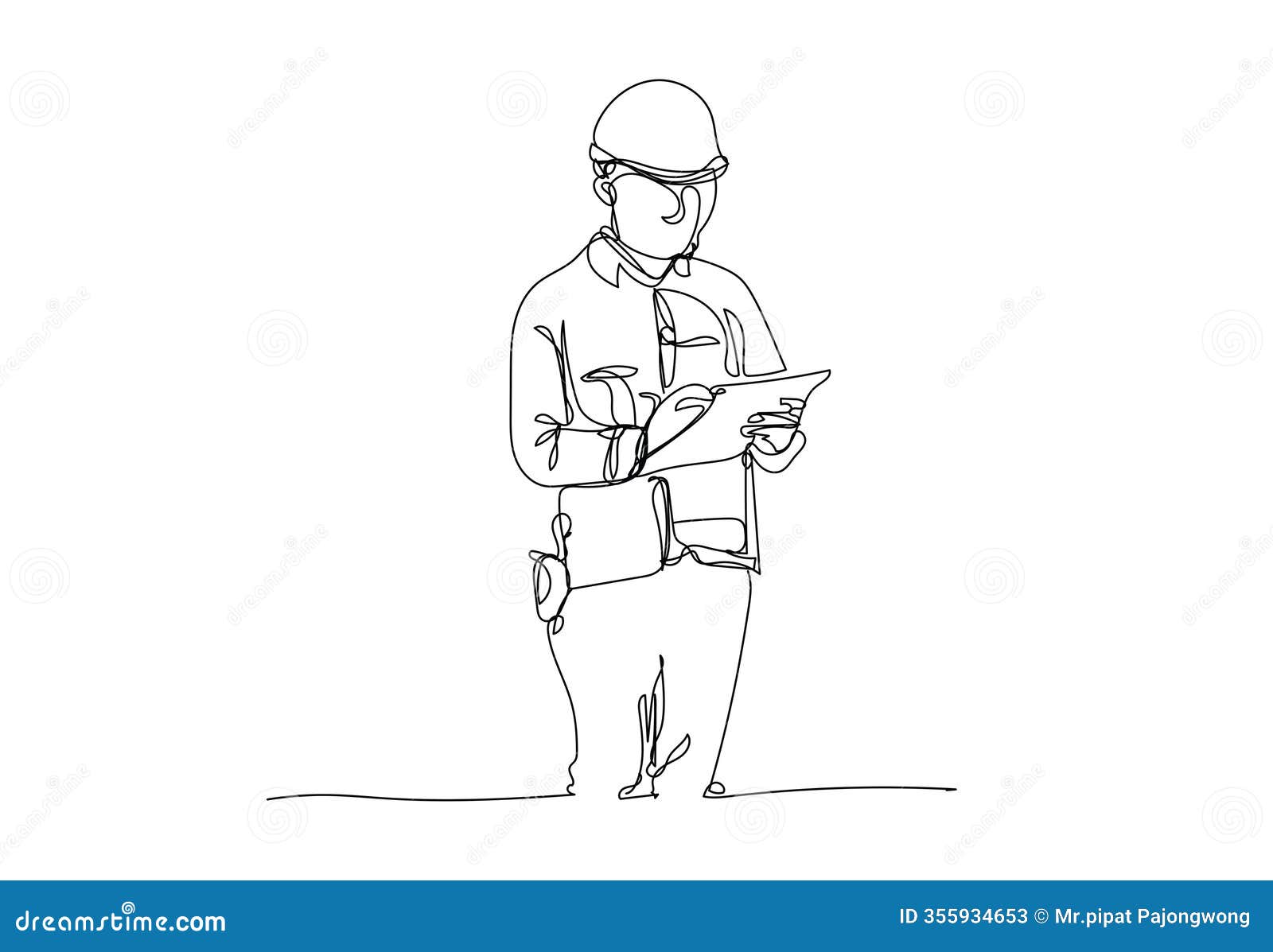 Line Construction, Civil Engineer, Architects and Worker, Vector ...